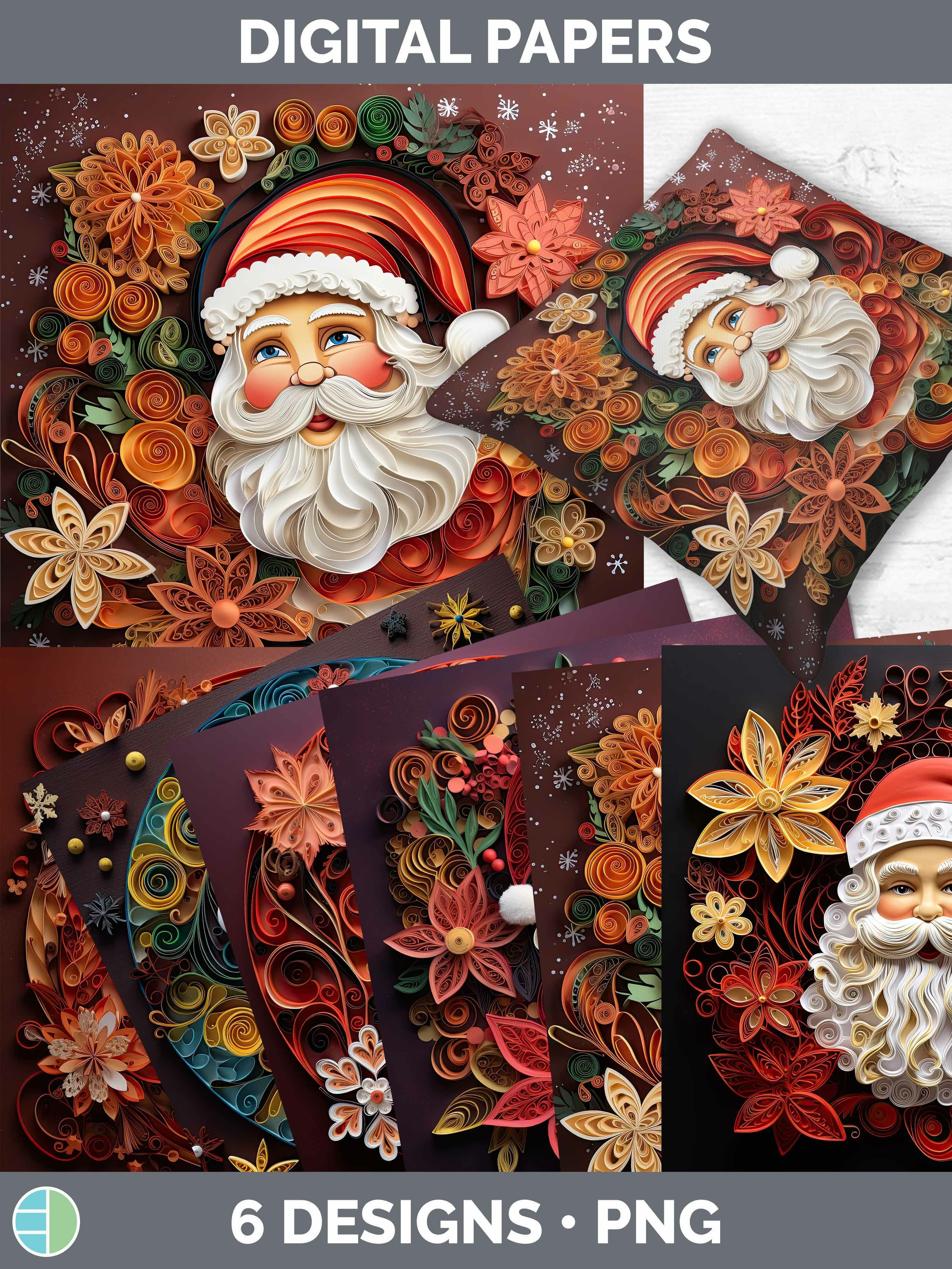 3D Santa Paper Backgrounds | Bundle Digital Scrapbook Papers