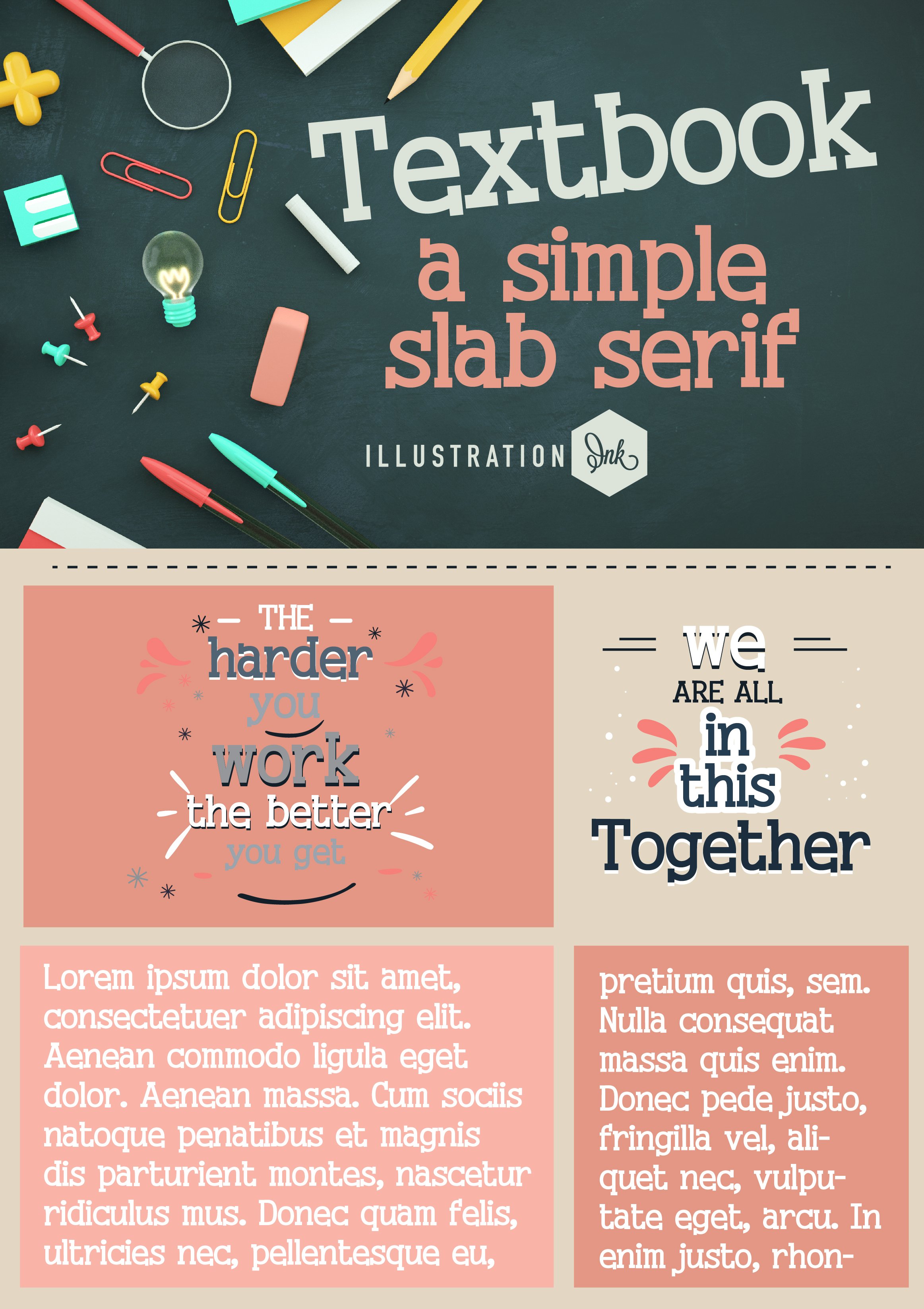 Hand-crafted, youthful school font for teachers and students