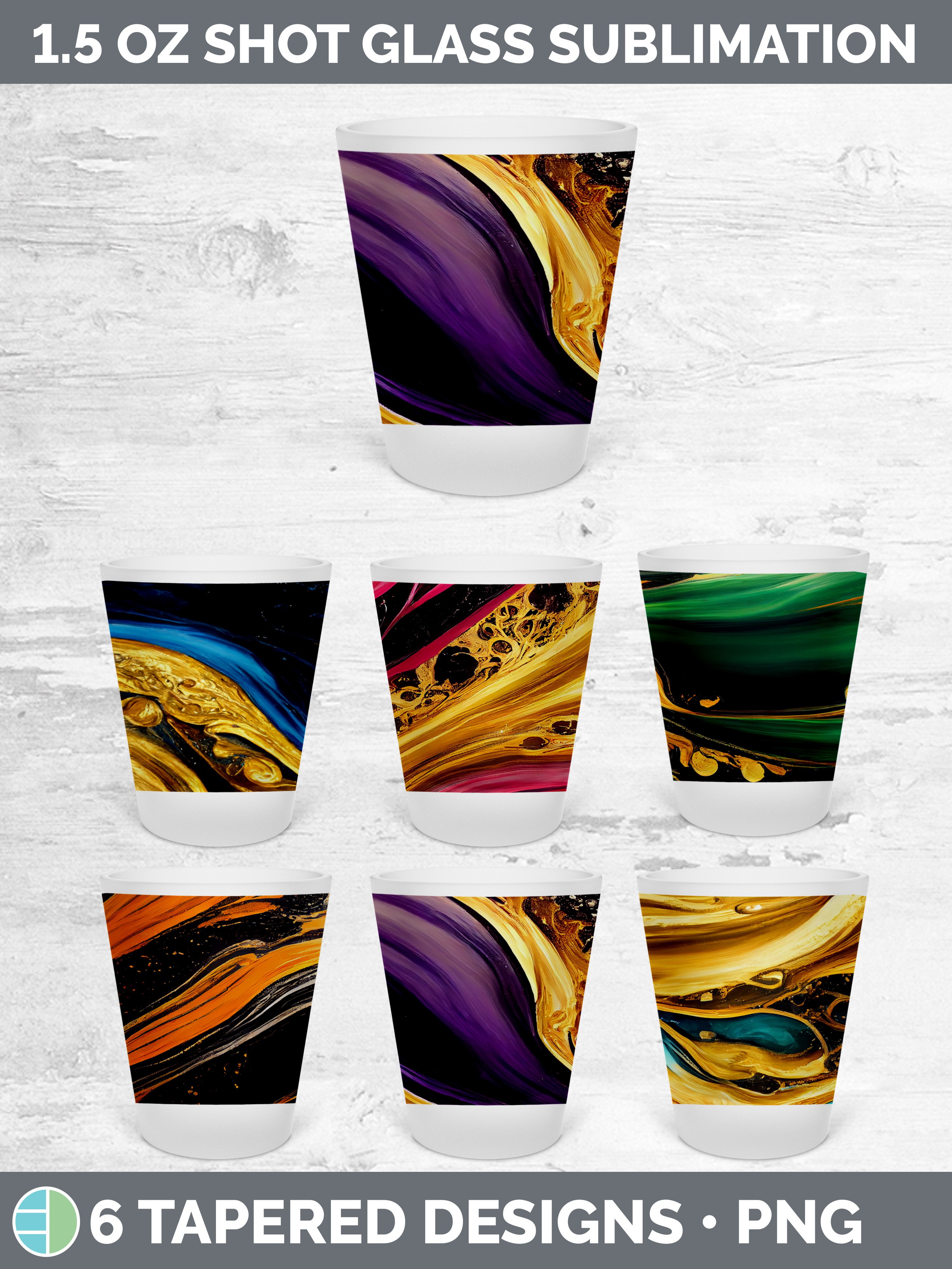 Marble Agate Shot Glass Sublimation | Shot Glass 1.5oz Taper