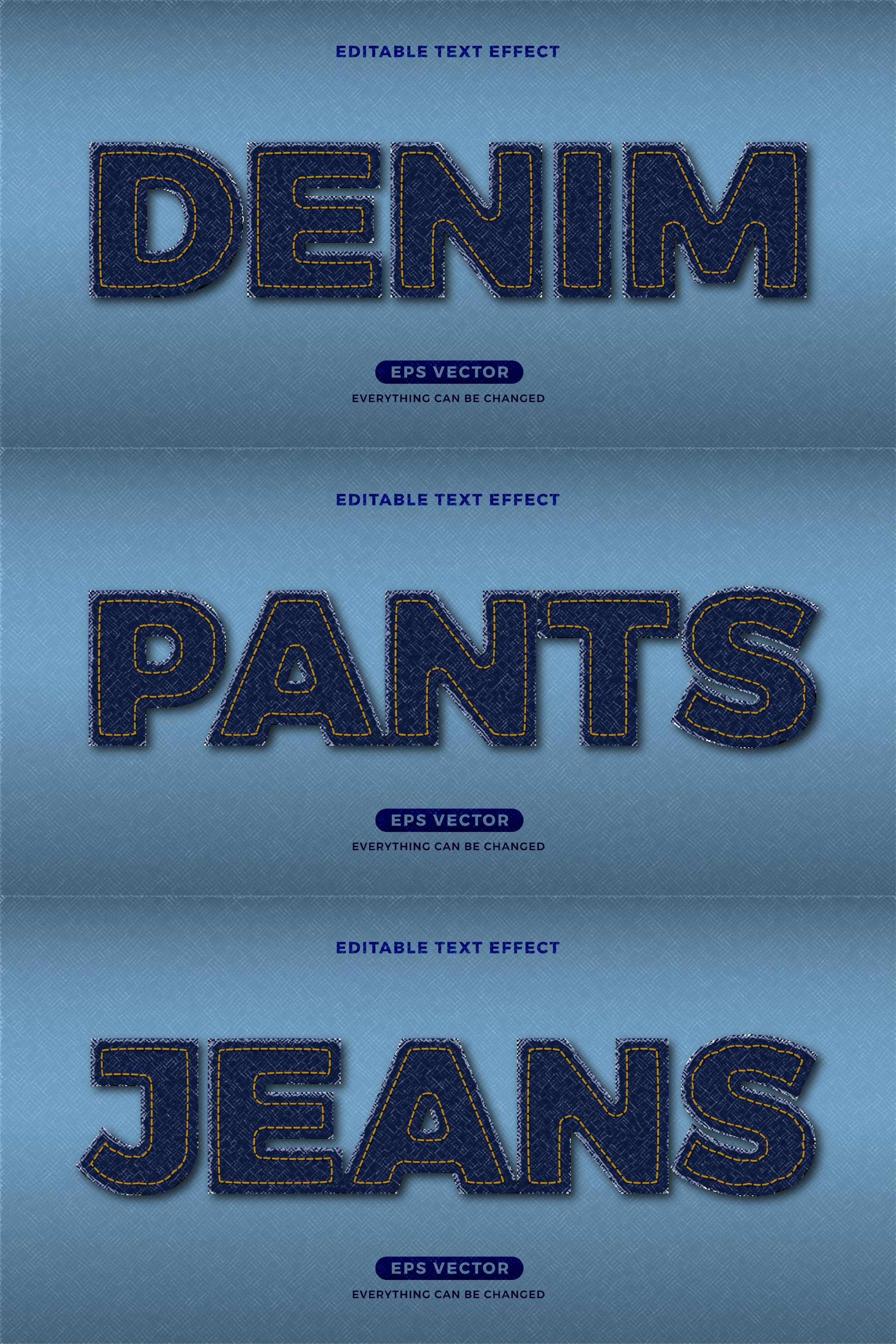 Denim editable text effect style vector