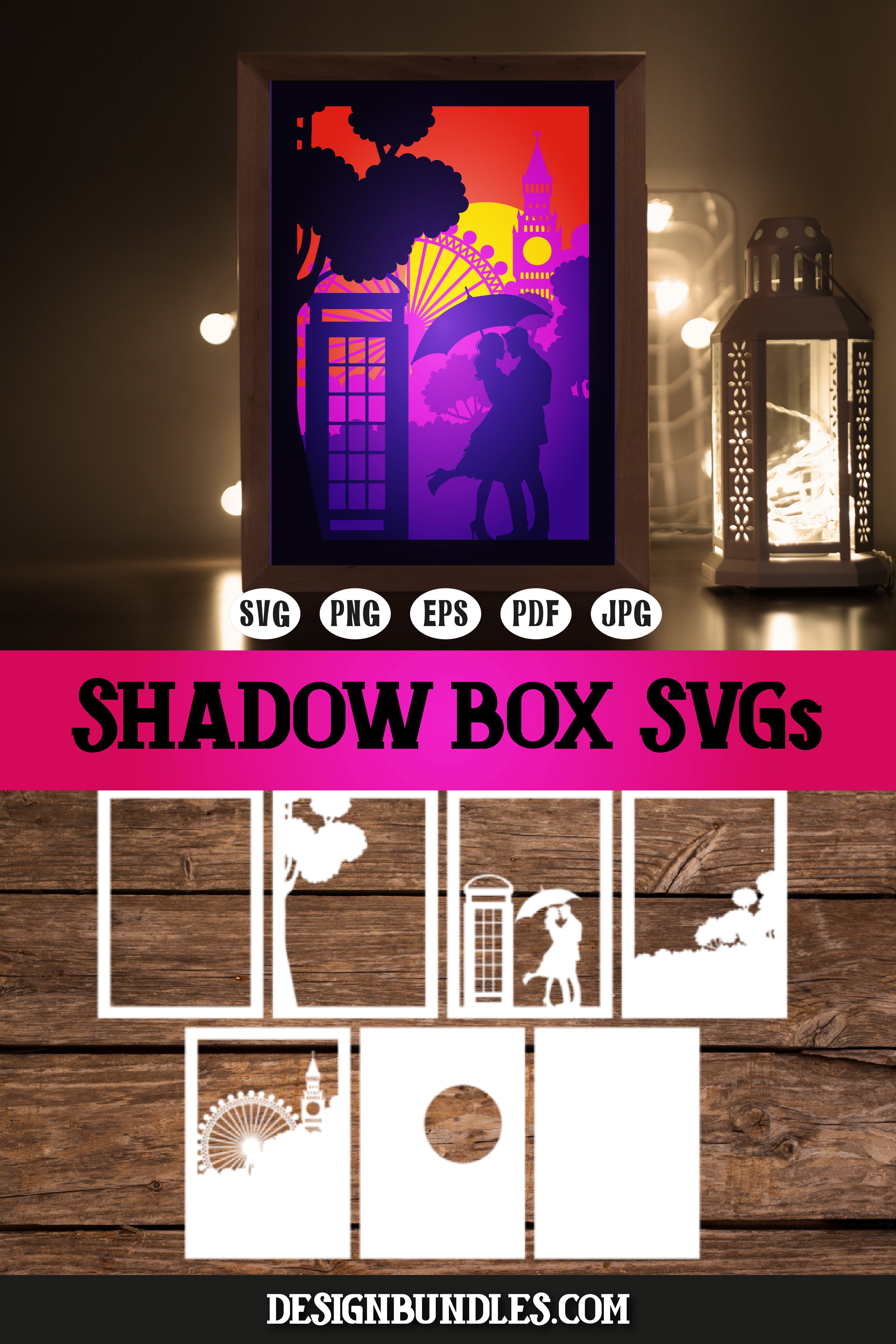 Romantic couple sunset shadow box 5x7 (1703232)