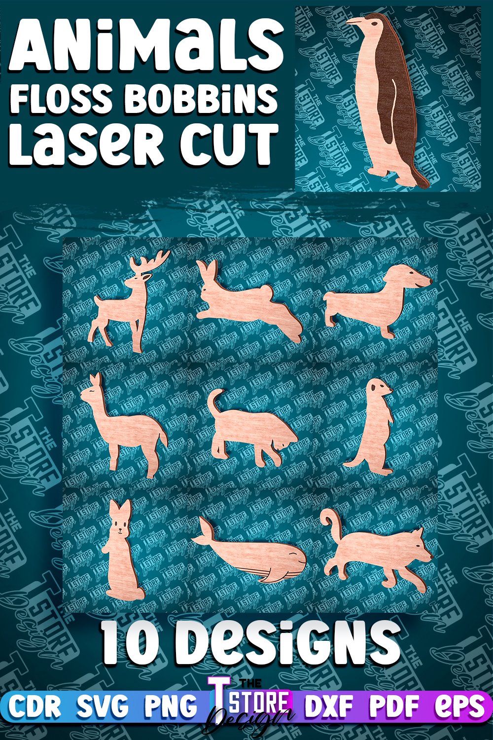 Animals Floss Bobbins Laser Cut | Laser Cut Design | CNC Fil