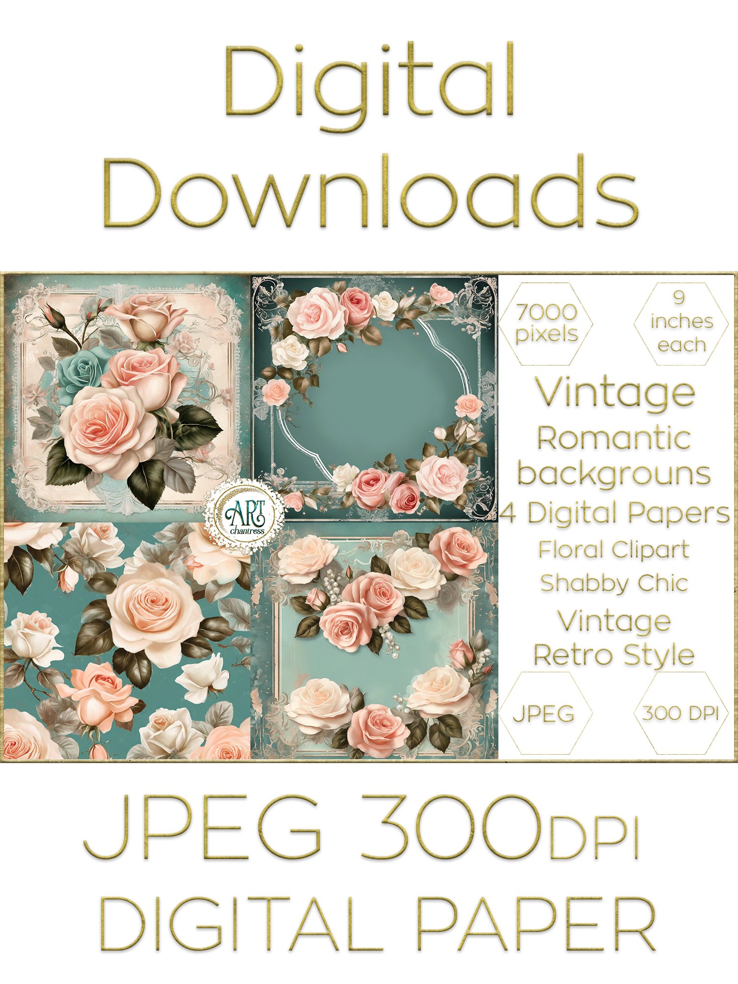 Vintage Floral Bouquet Blush Pink Old Romantic (3910122)