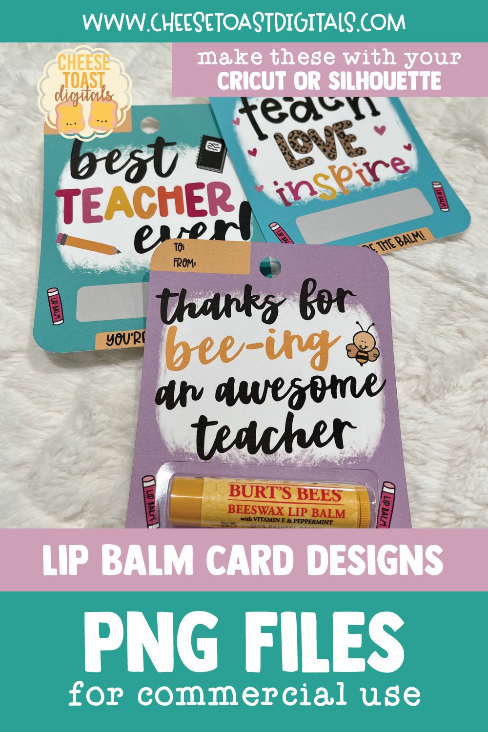 Teacher Lip Balm Card PNG Designs | Printable Teacher Gift