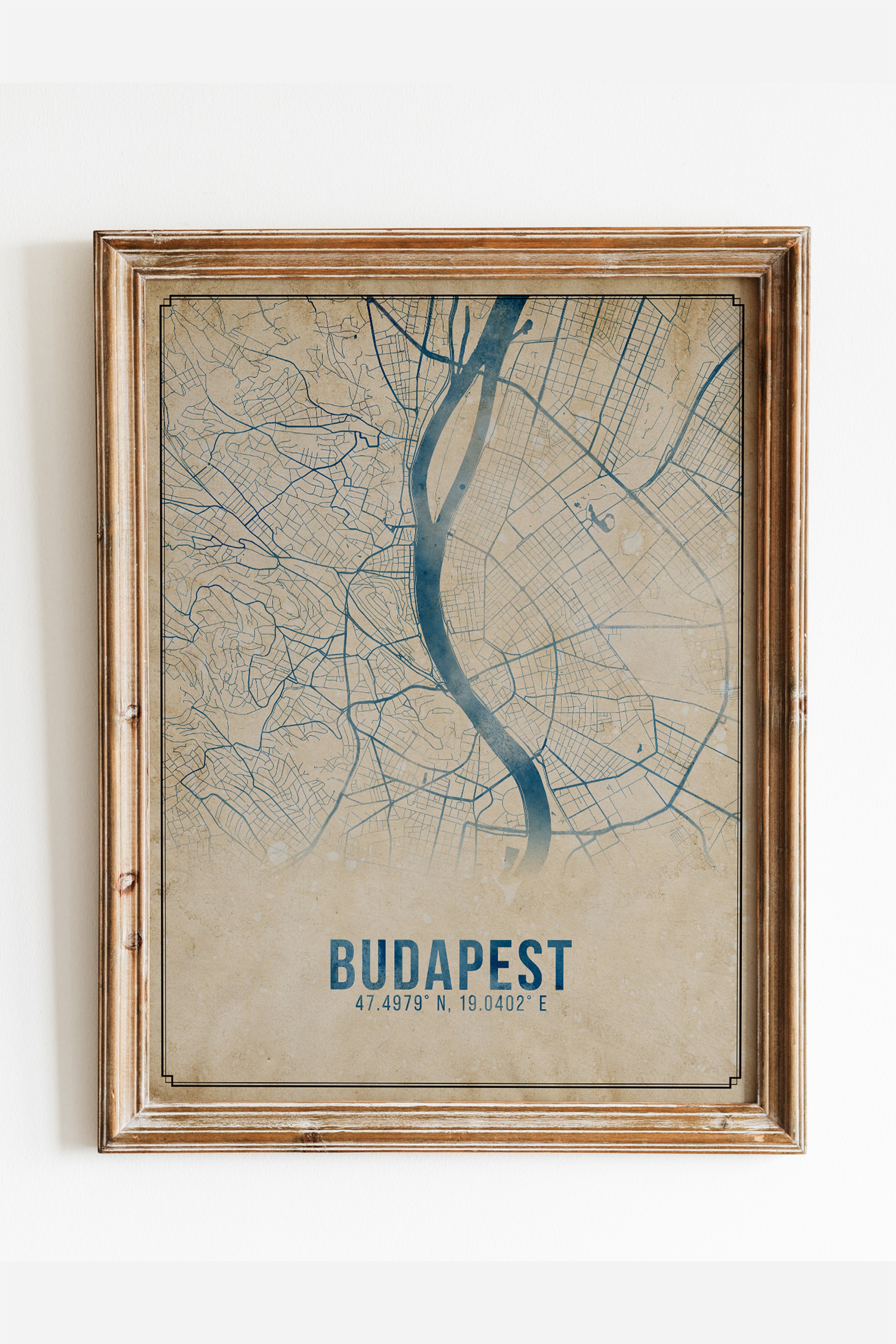 Budapest Antique Watercolor City Map Poster