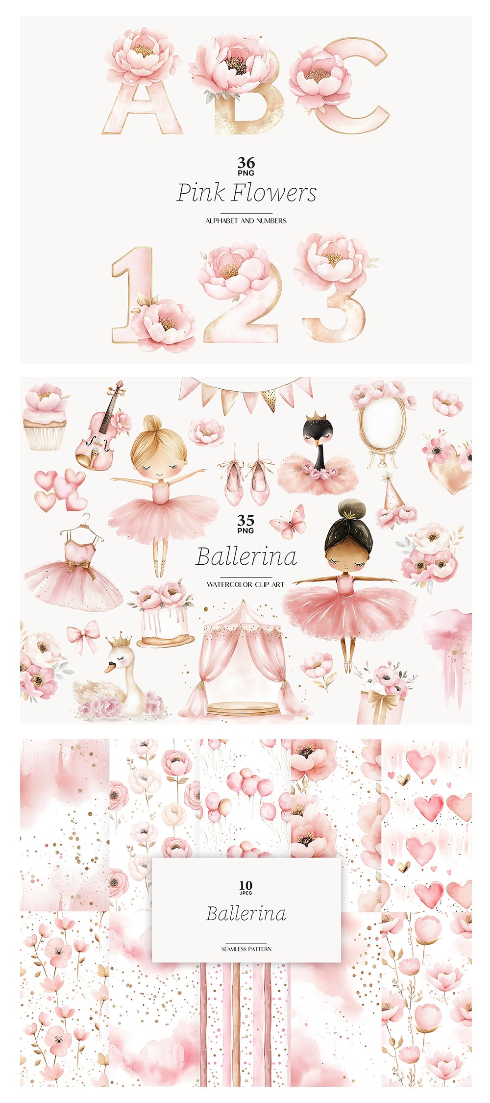 Pink Flowers Alphabet Clipart | Numbers And Letters