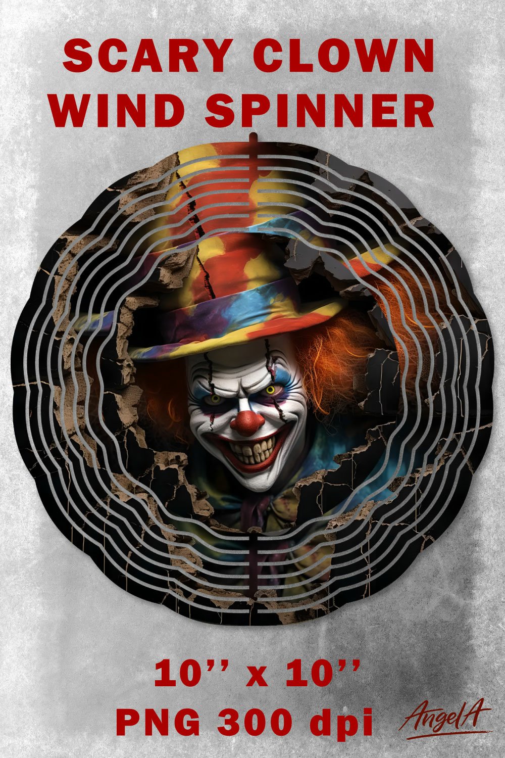 Scary clown Halloween wind spinner / Horror sublimation PNG