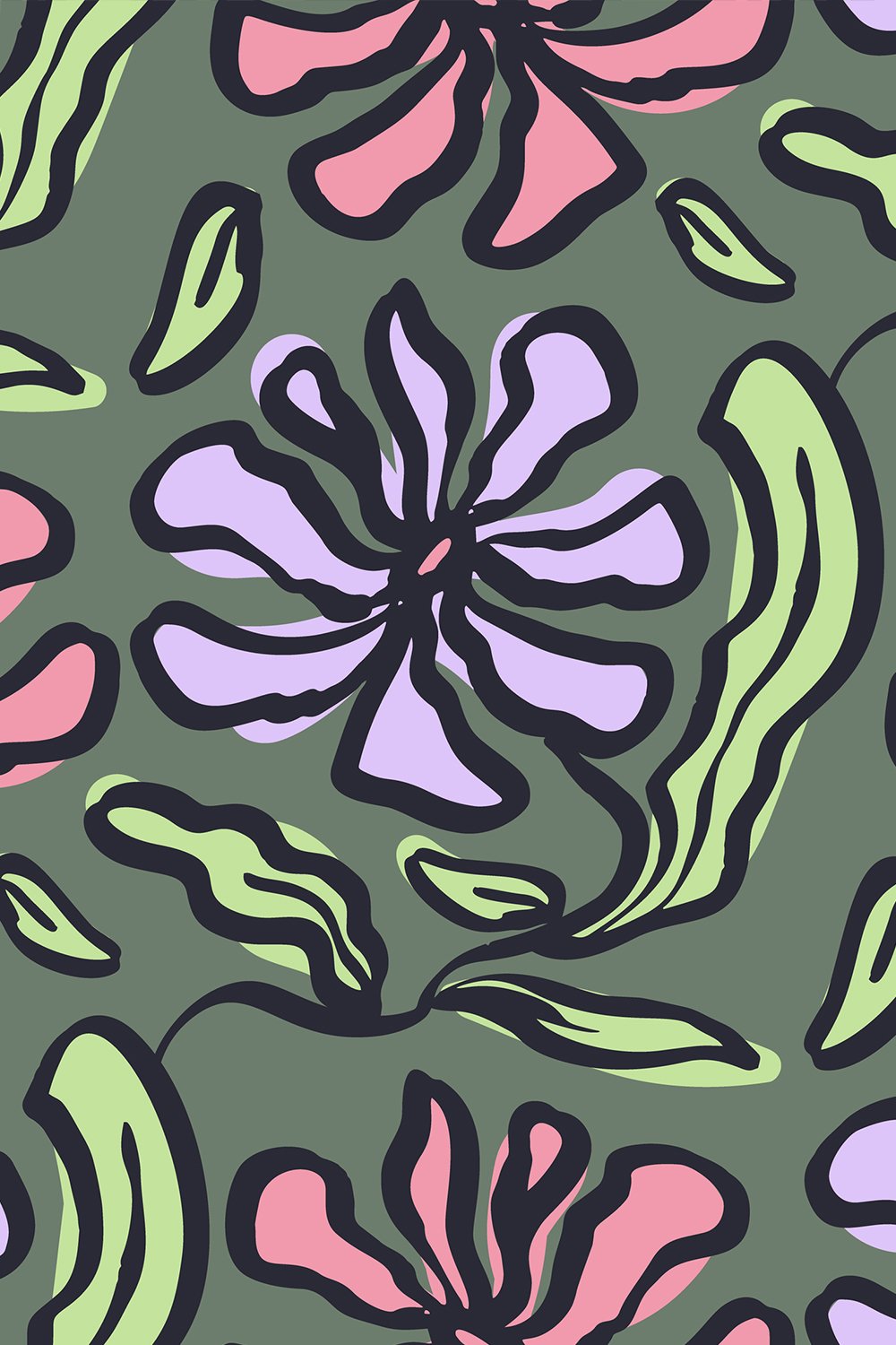 Inky Daisy Flower Seamless Pattern | Hand Drawn Floral Print