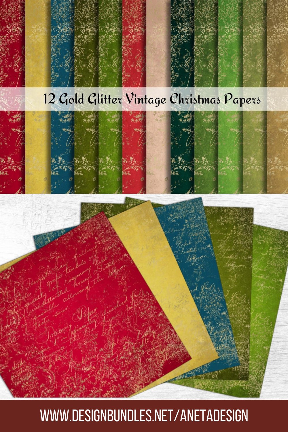 Christmas Vintage Gold Digital Papers (2498398)