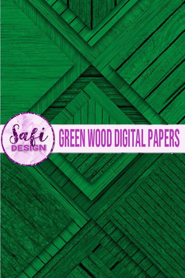 Green Rustic Wood Digital Paper Backgrounds