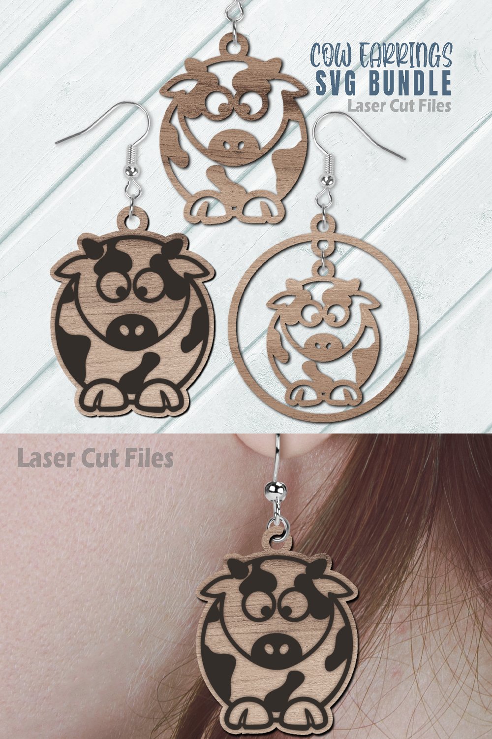 Cow Earrings SVG Bundle Laser Cut Files | Chubby Cow SVG