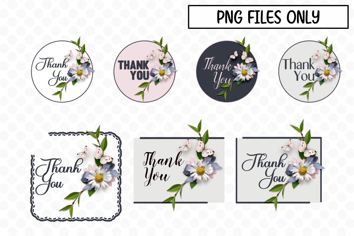 Flower Thank You Stickers-Print and Cut