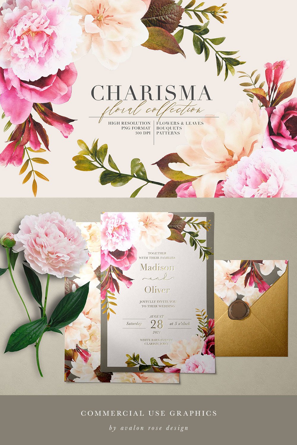 Charisma Watercolor Flower Graphics Kit