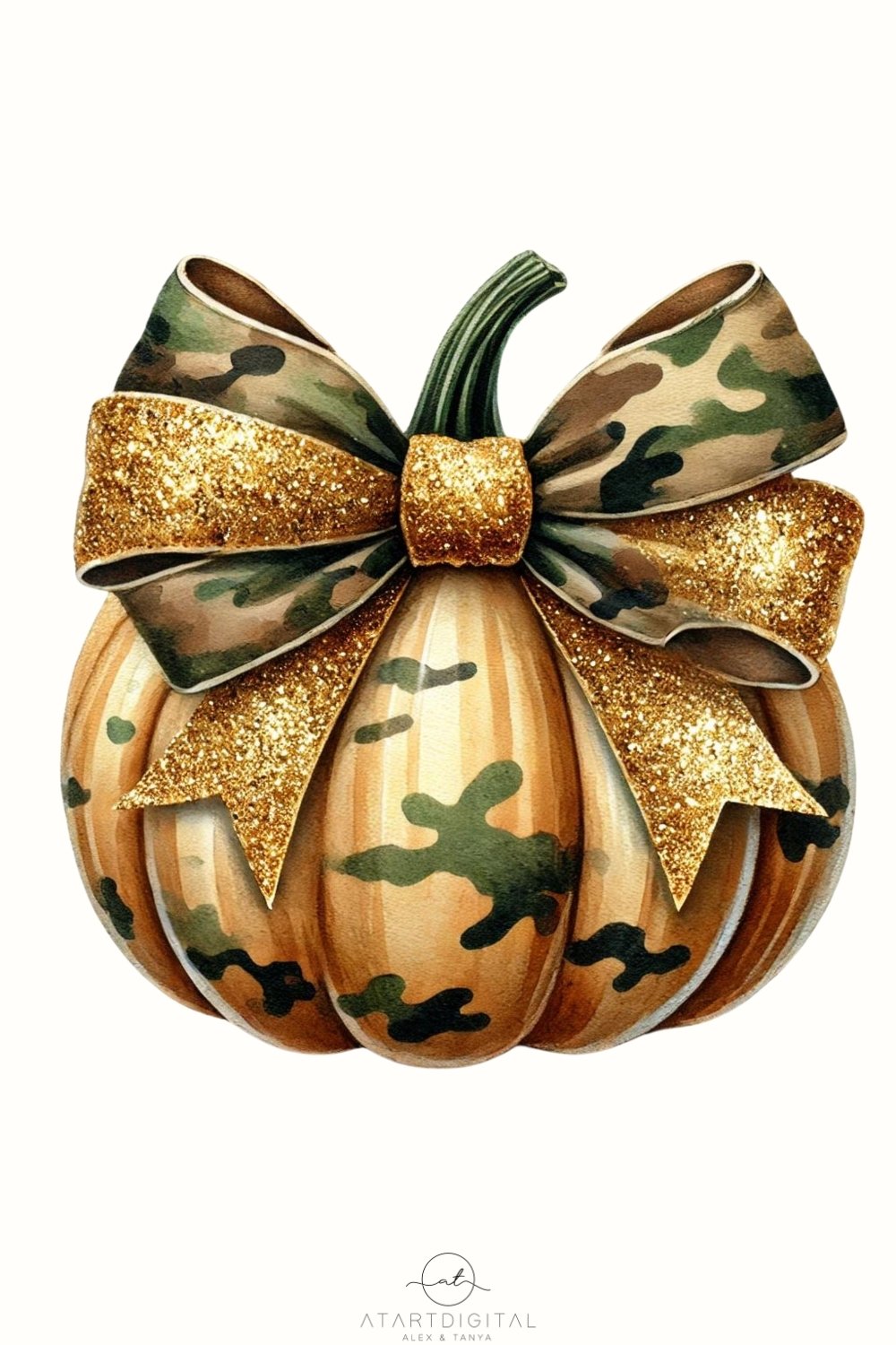 Camo Pumpkin PNG, Coquette Bow & Cute Fall Pumpkin