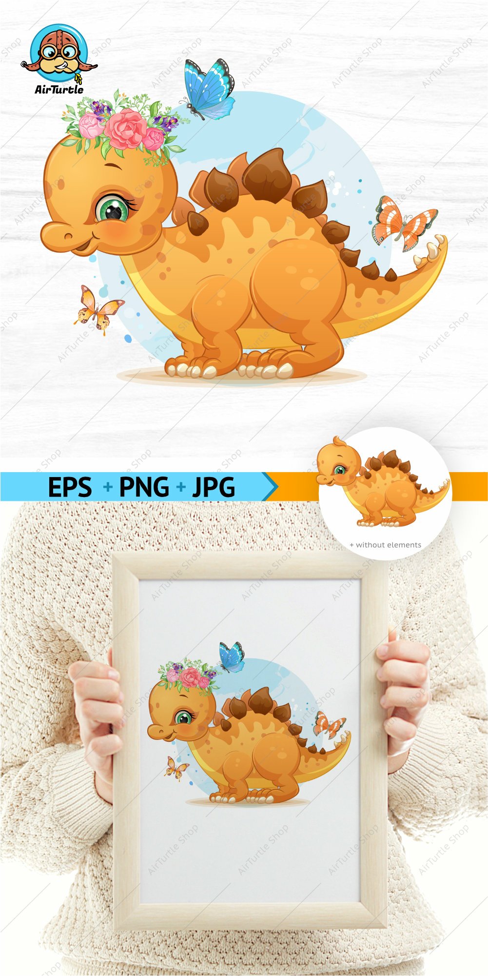 Stegosaurus Cartoon Clipart | Cute Dino Clipart PNG