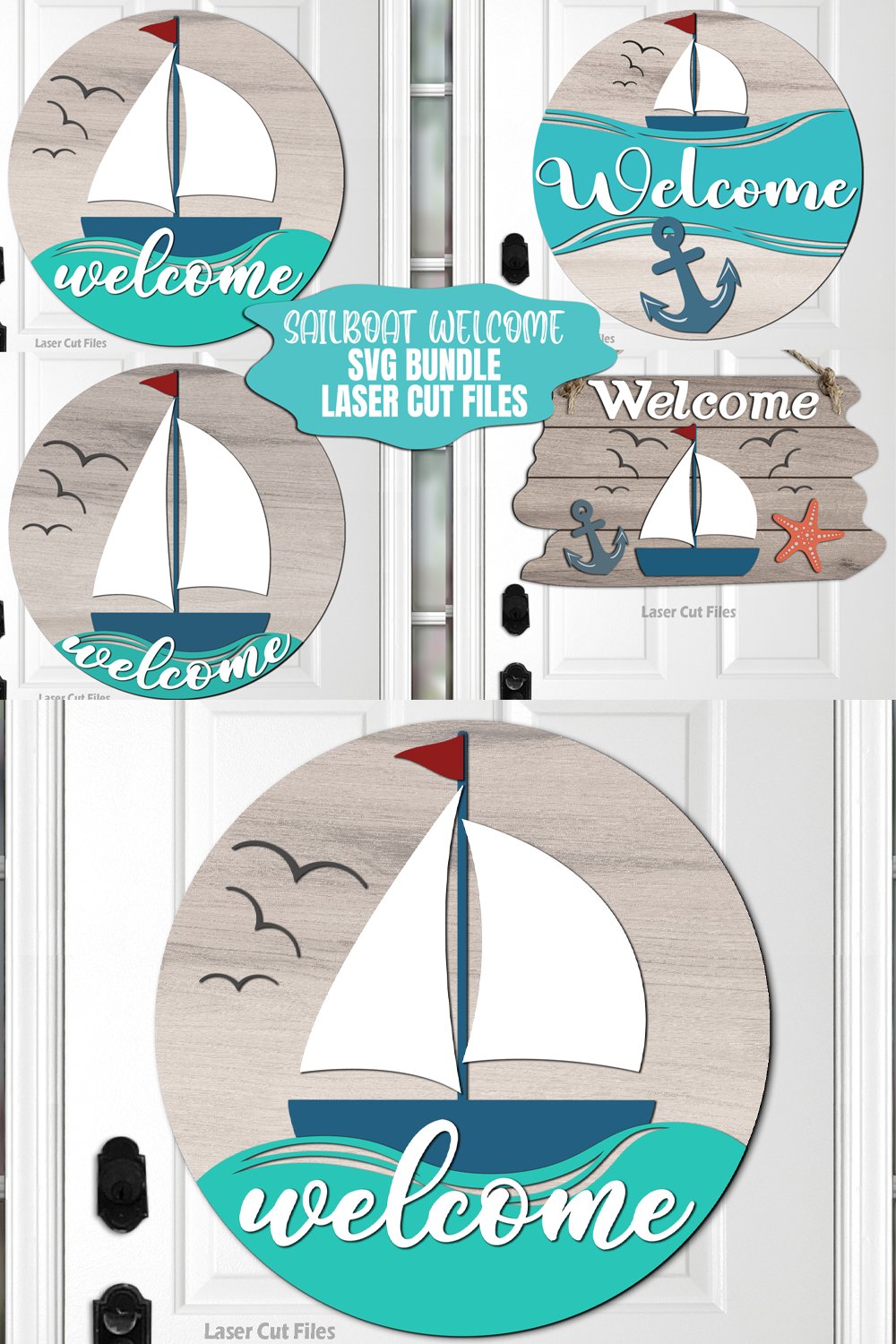 Sailboat SVG Bundle Laser Cut Files | Welcome Sign SVG