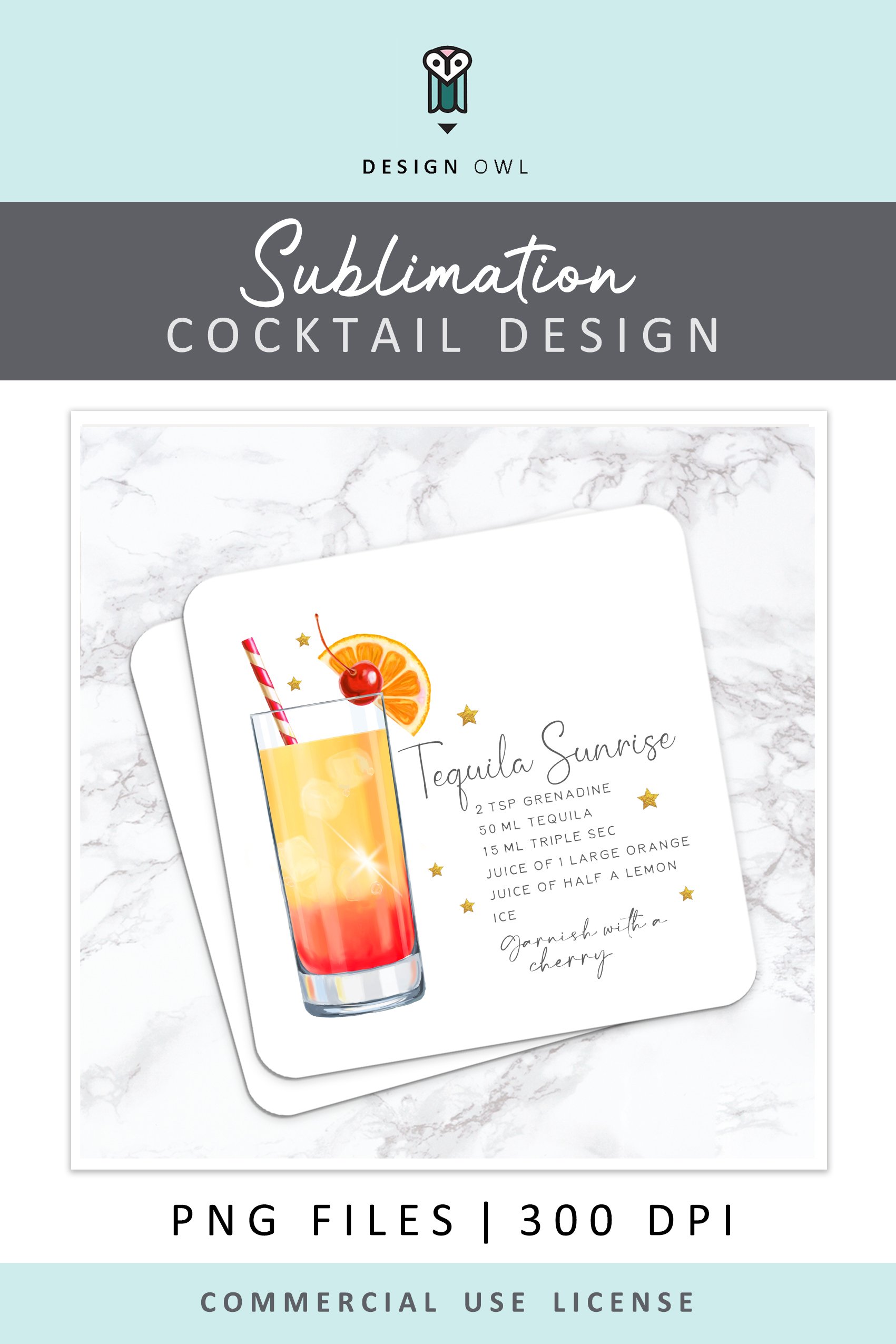 Tequila Sunrise cocktail - Sublimation 16oz Libbey Glass PNG
