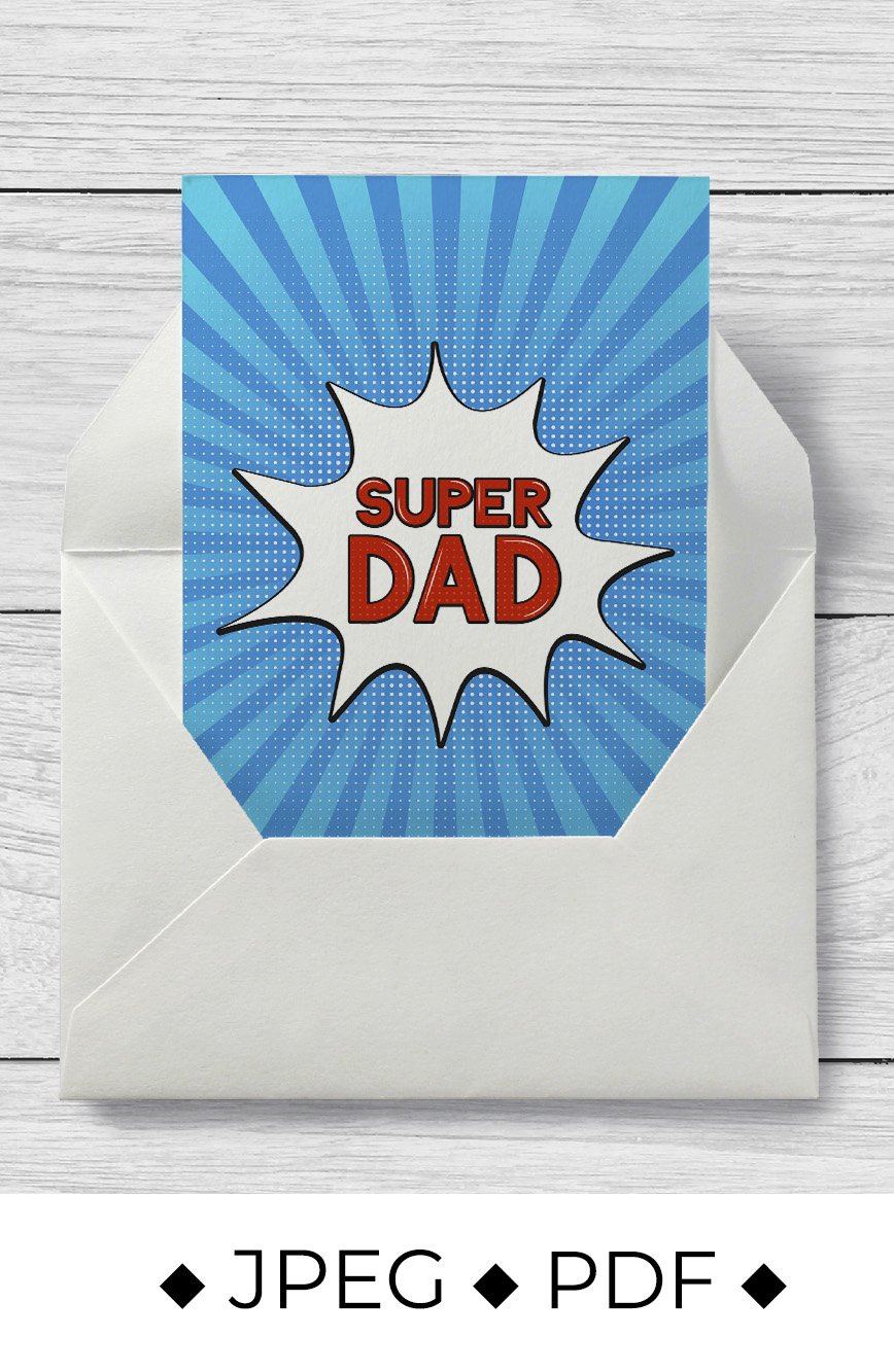 Retro Fathers day greeting card in Pop Art style