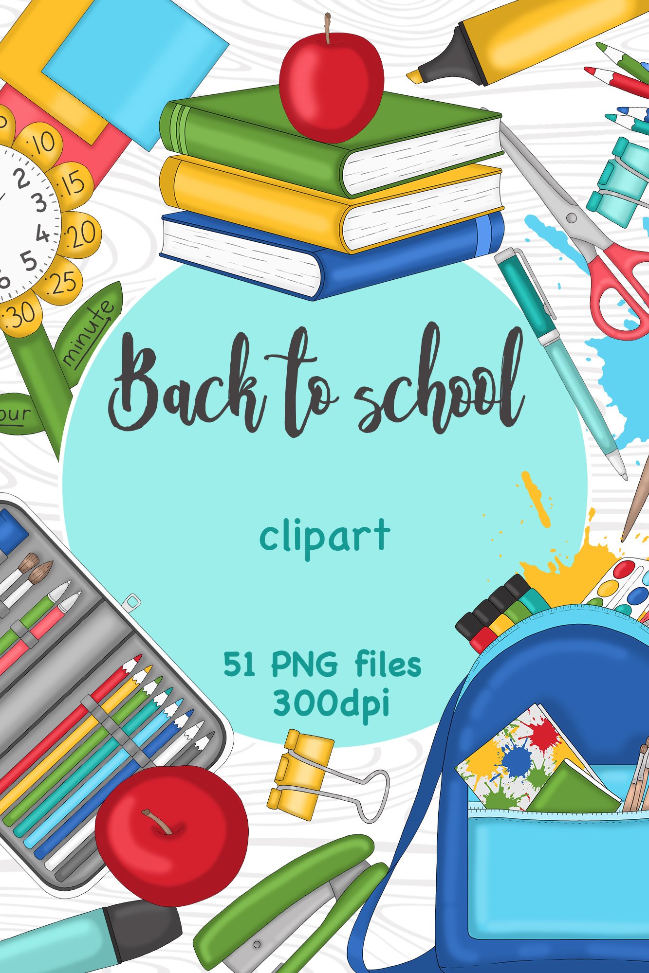 Back To School Clipart PNG | School Supplies Clipart