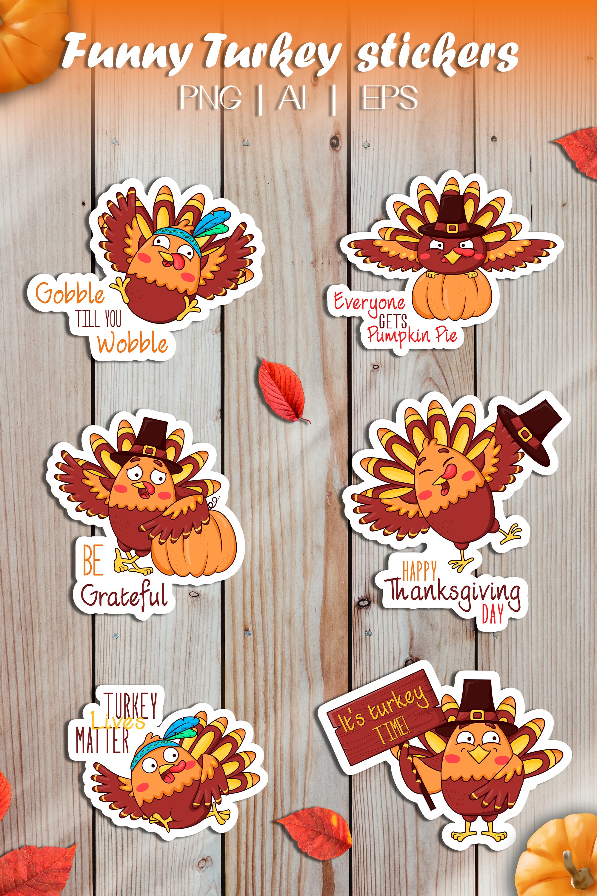 Funny Thanksgiving Turkey Sticker PNG