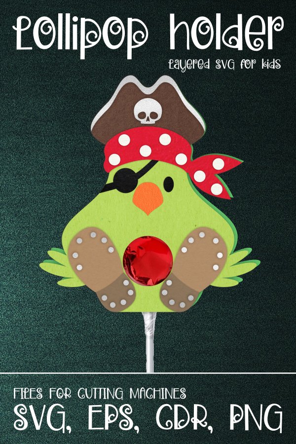 Pirate Parrot Lollipop Holder template SVG