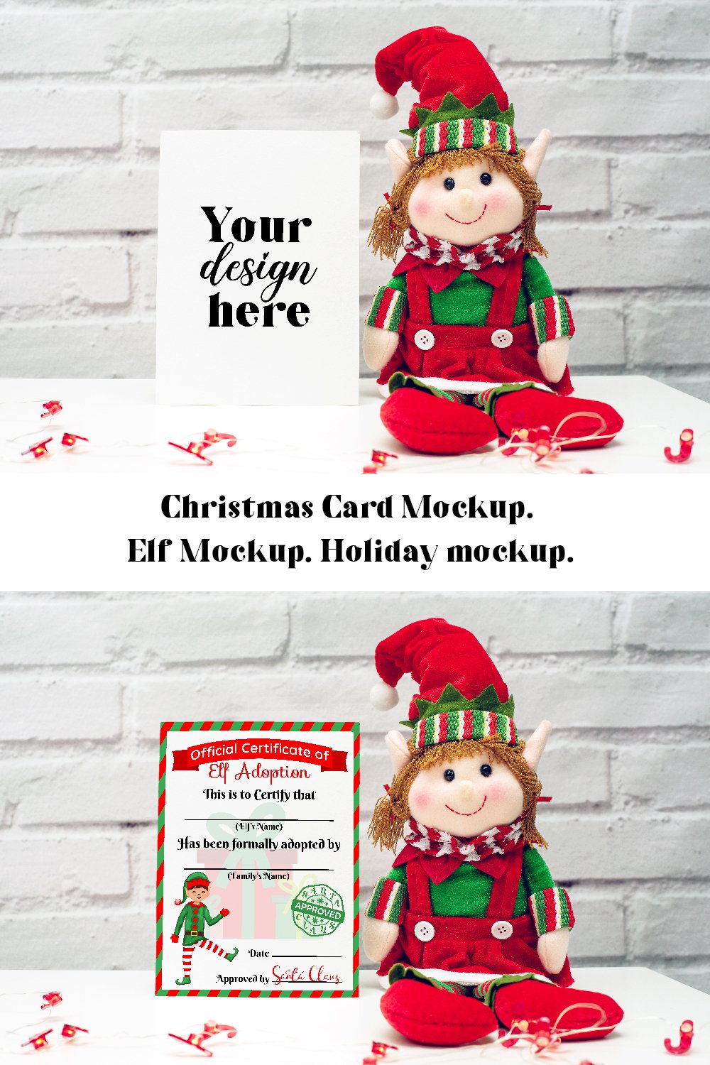Christmas 5x7 Card Mockup. Elf Mockup. Holiday mockup.