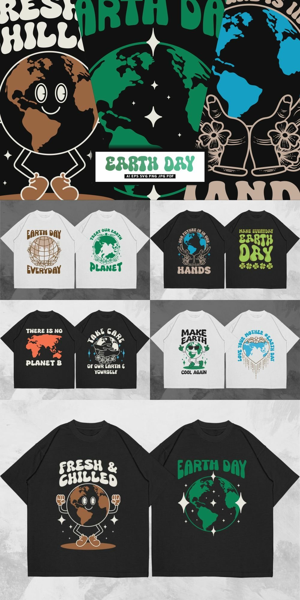 Environmental and Earth Day Graphic T-shirts Vector