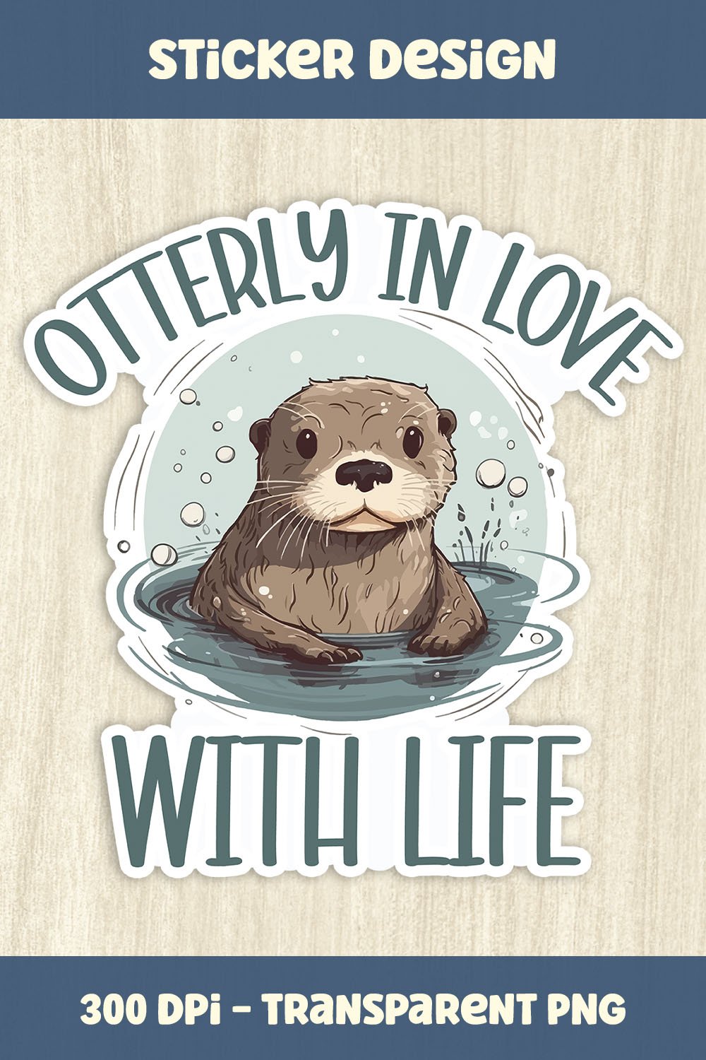 Otter sticker design, transparent PNG