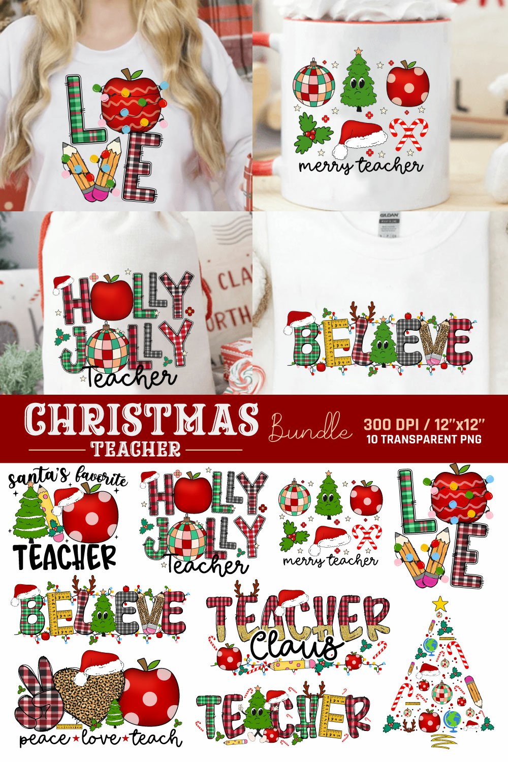 Christmas Teacher Sublimation Bundle,Christmas Sublimation