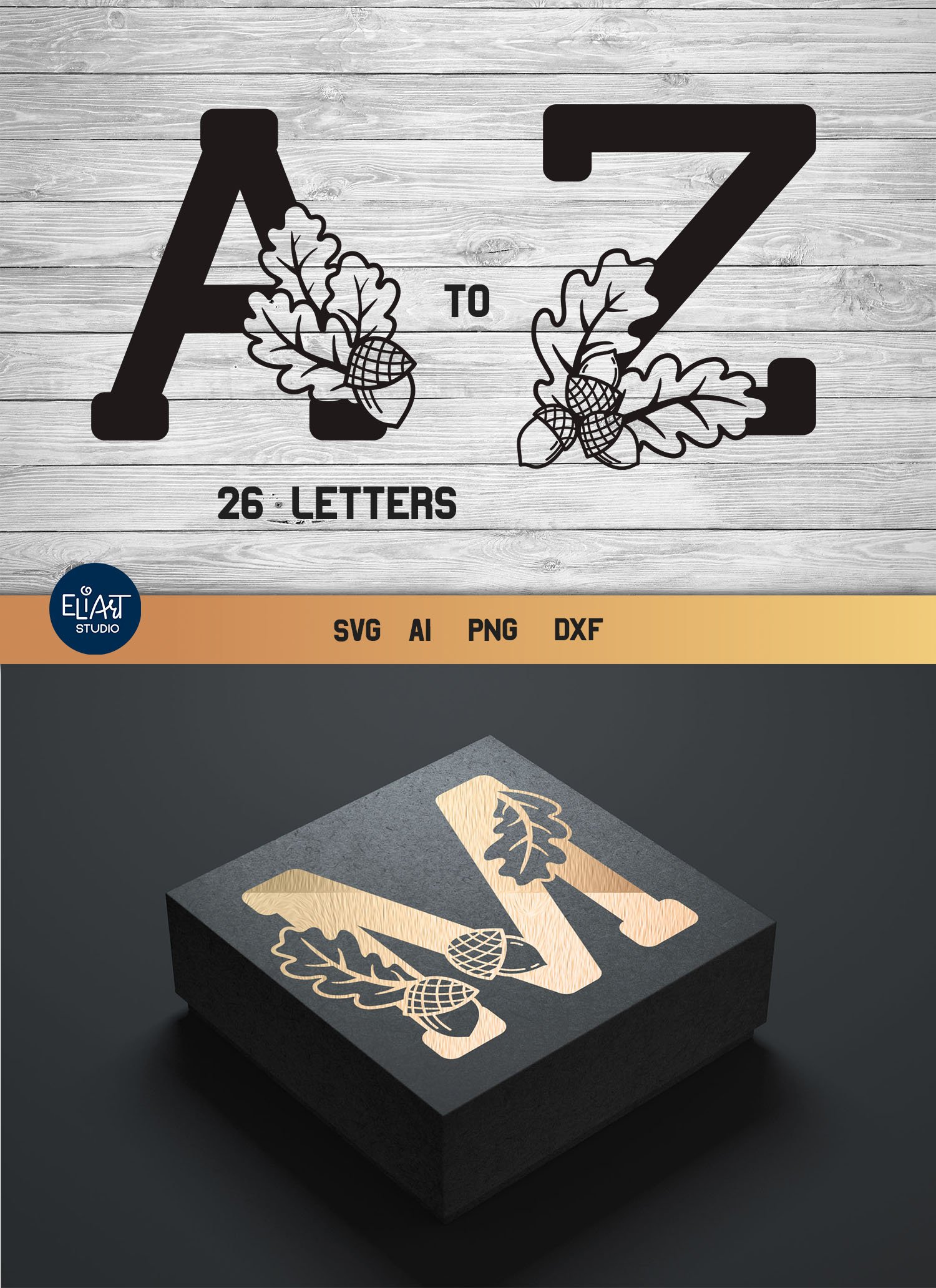 Fall Alphabet SVG | Oak SVG ABC | 26 Alphabet Letters SV