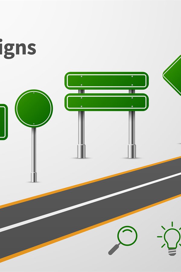 Road sings. Banner traffic street route, blank direction hig