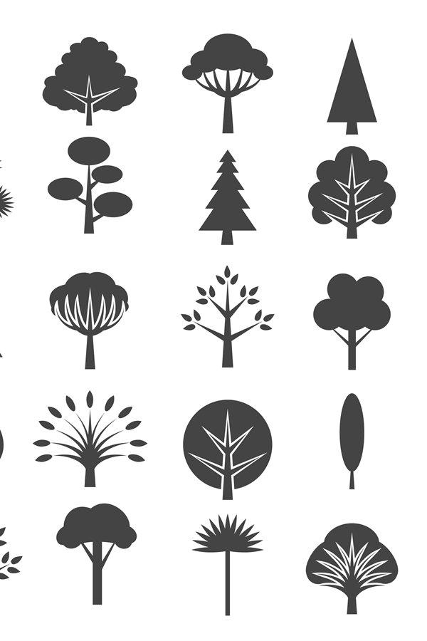 Tree icons isolated on white background