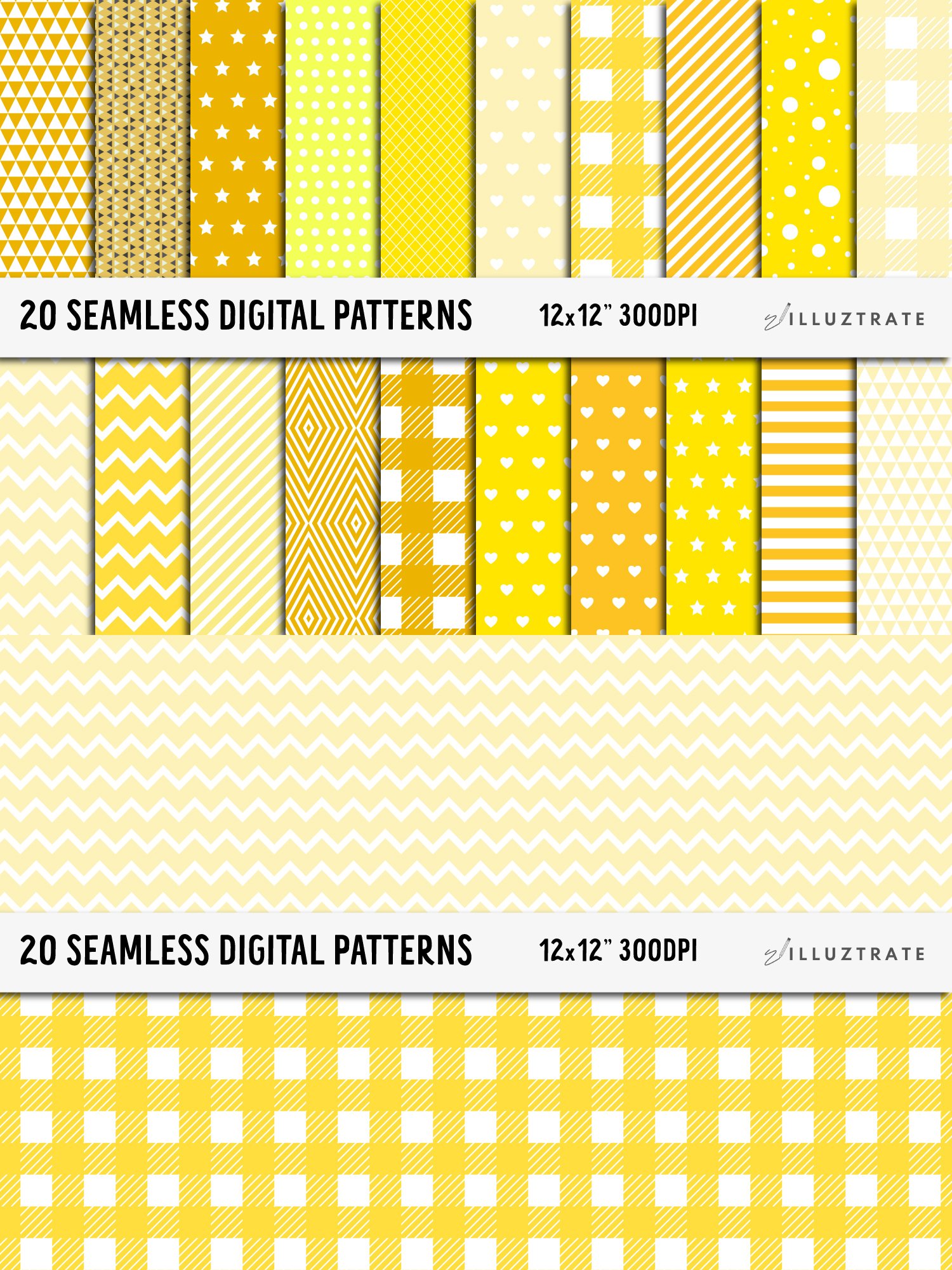 Yellow Seamless Patterns | Lemon Digital Paper