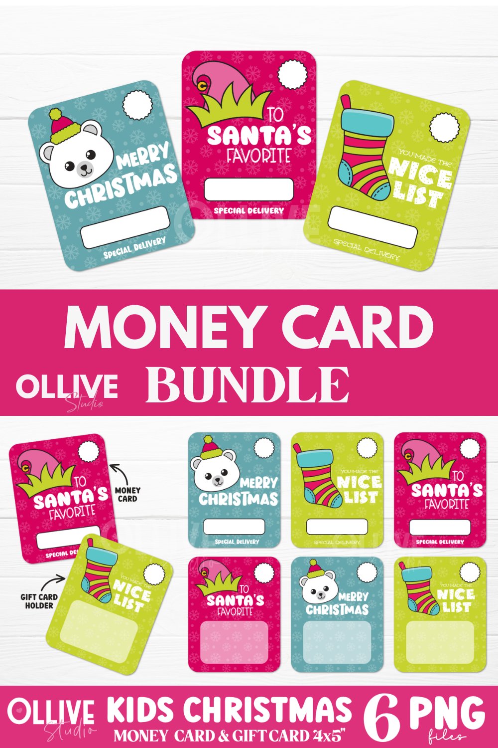 Christmas Kids Money Card And Gift Card Holder Bundle PNG
