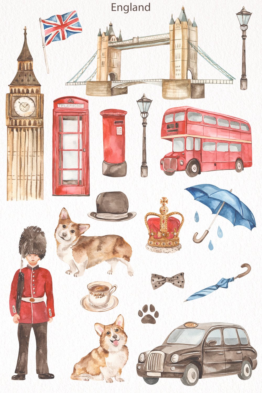 England watercolor collection