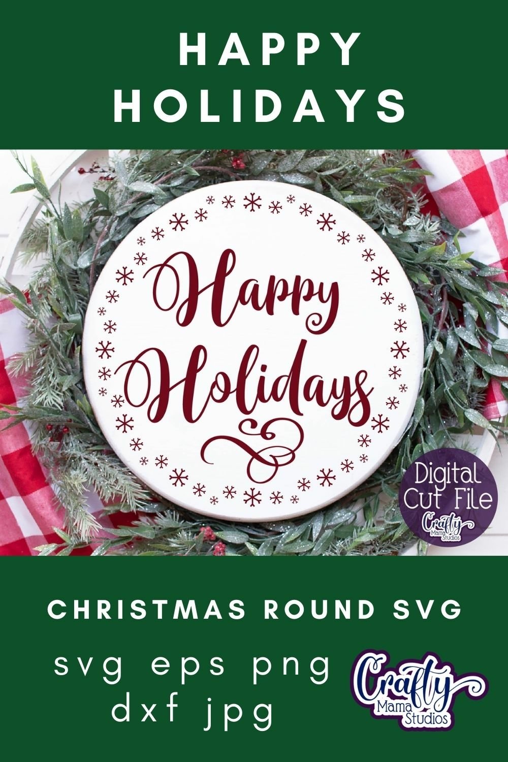 Happy Holidays Single Layer Christmas Round Sign Svg