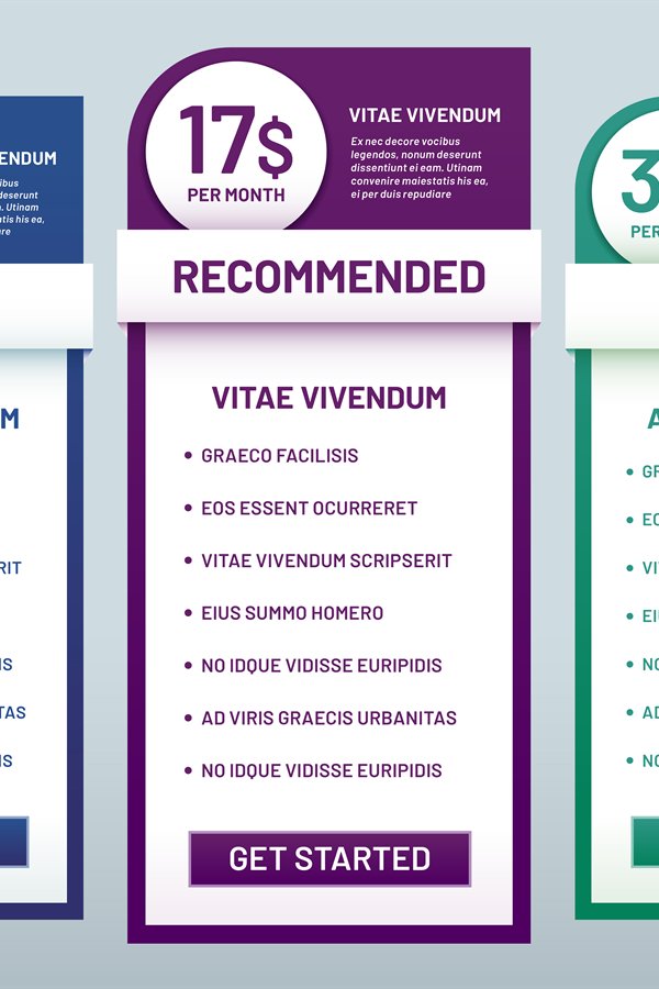 Tariff plans comparison. Recommended tariffs, price list ban