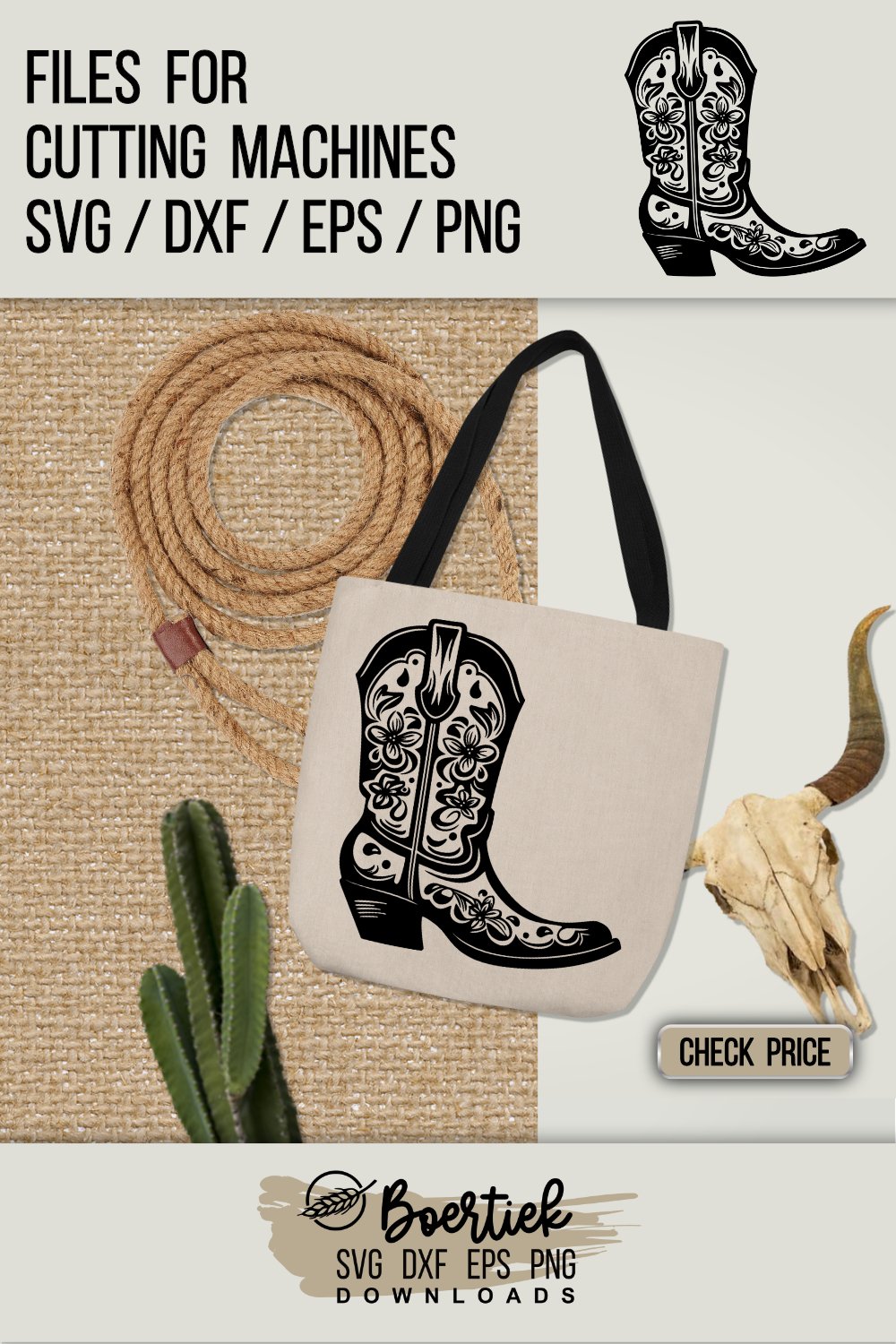 Women's western boot 4, SVG file