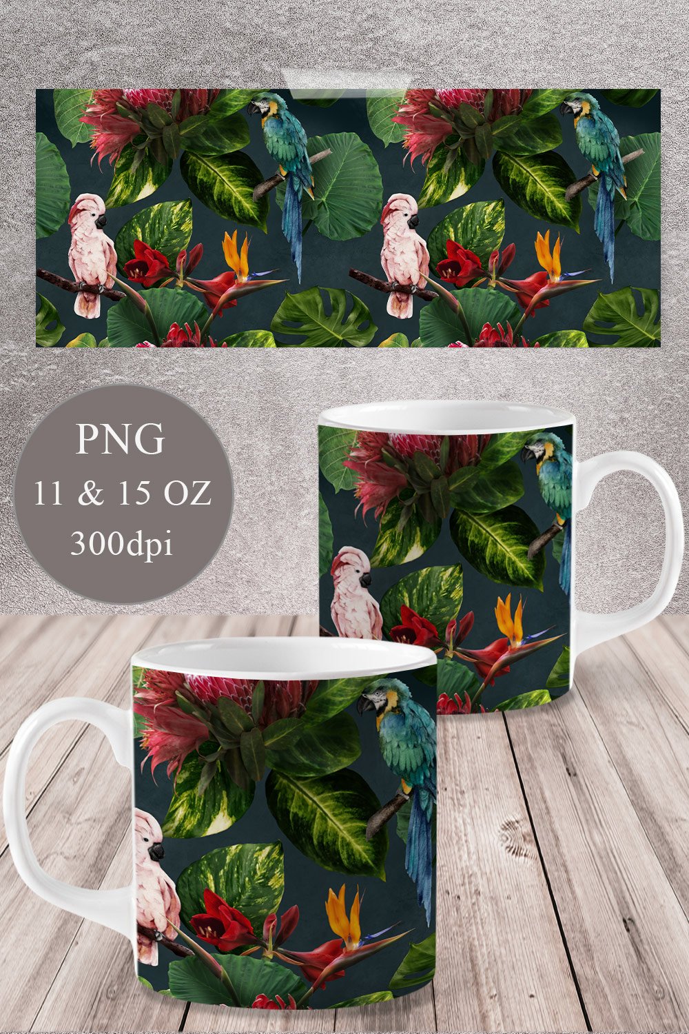 Tropical Mug Sublimation | Jungle Birds and (2211478)