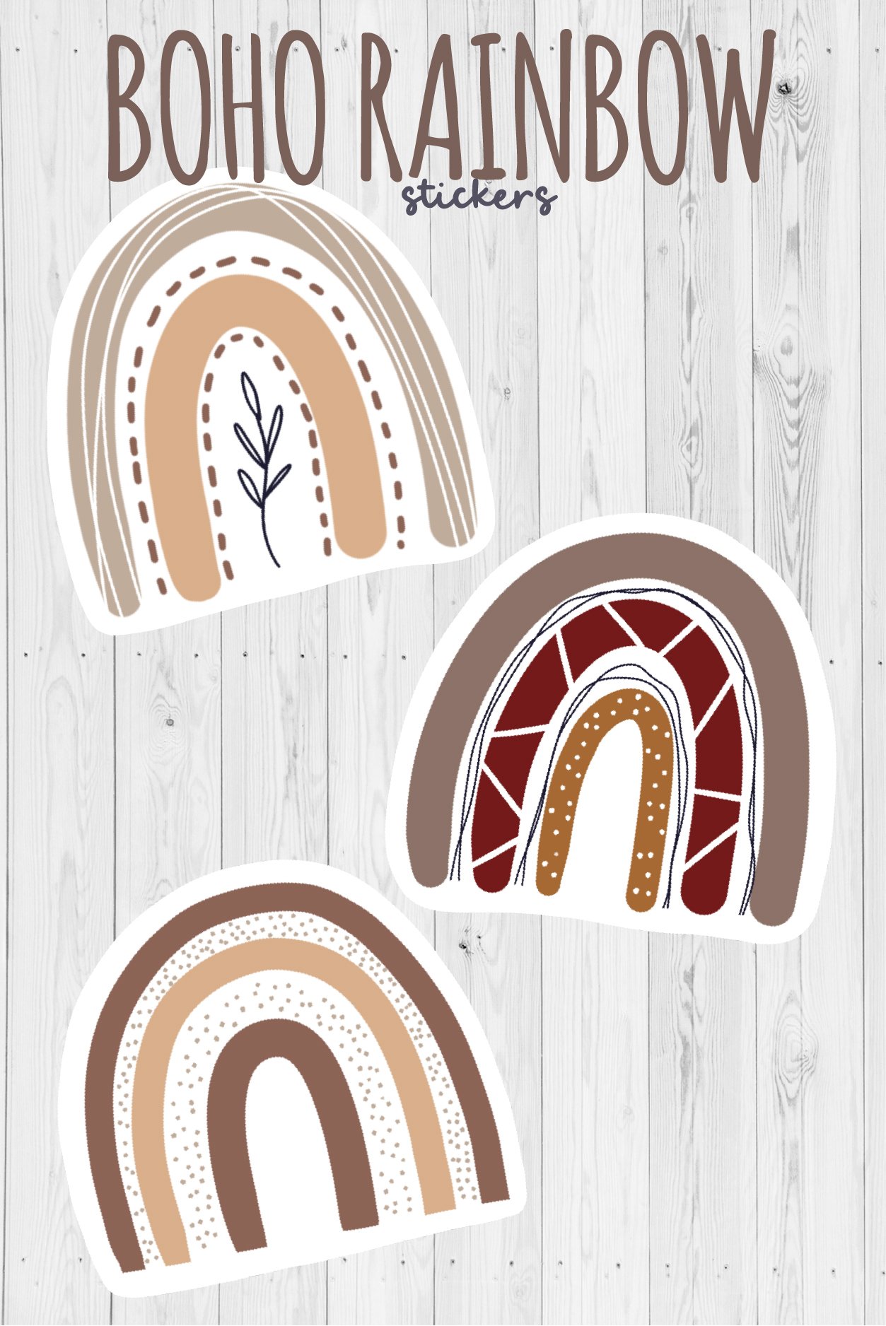 Boho rainbow - Printable stickers