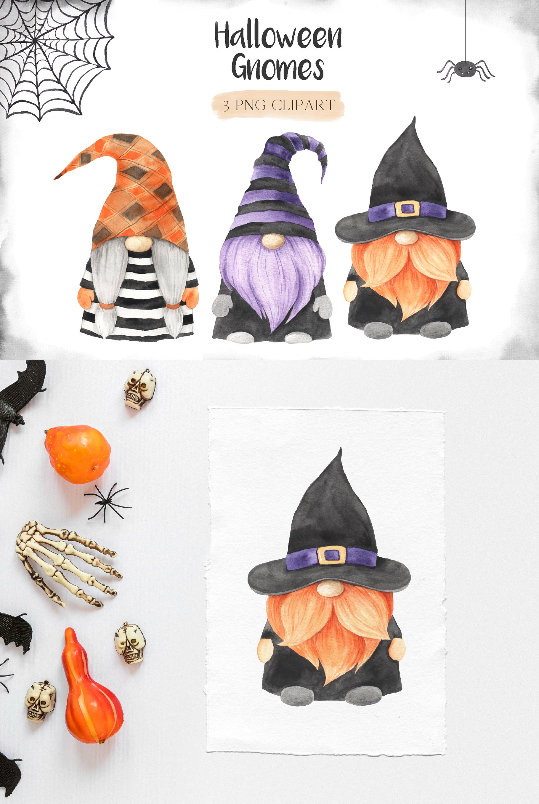 Watercolor Halloween Gnomes Clipart (2131045)