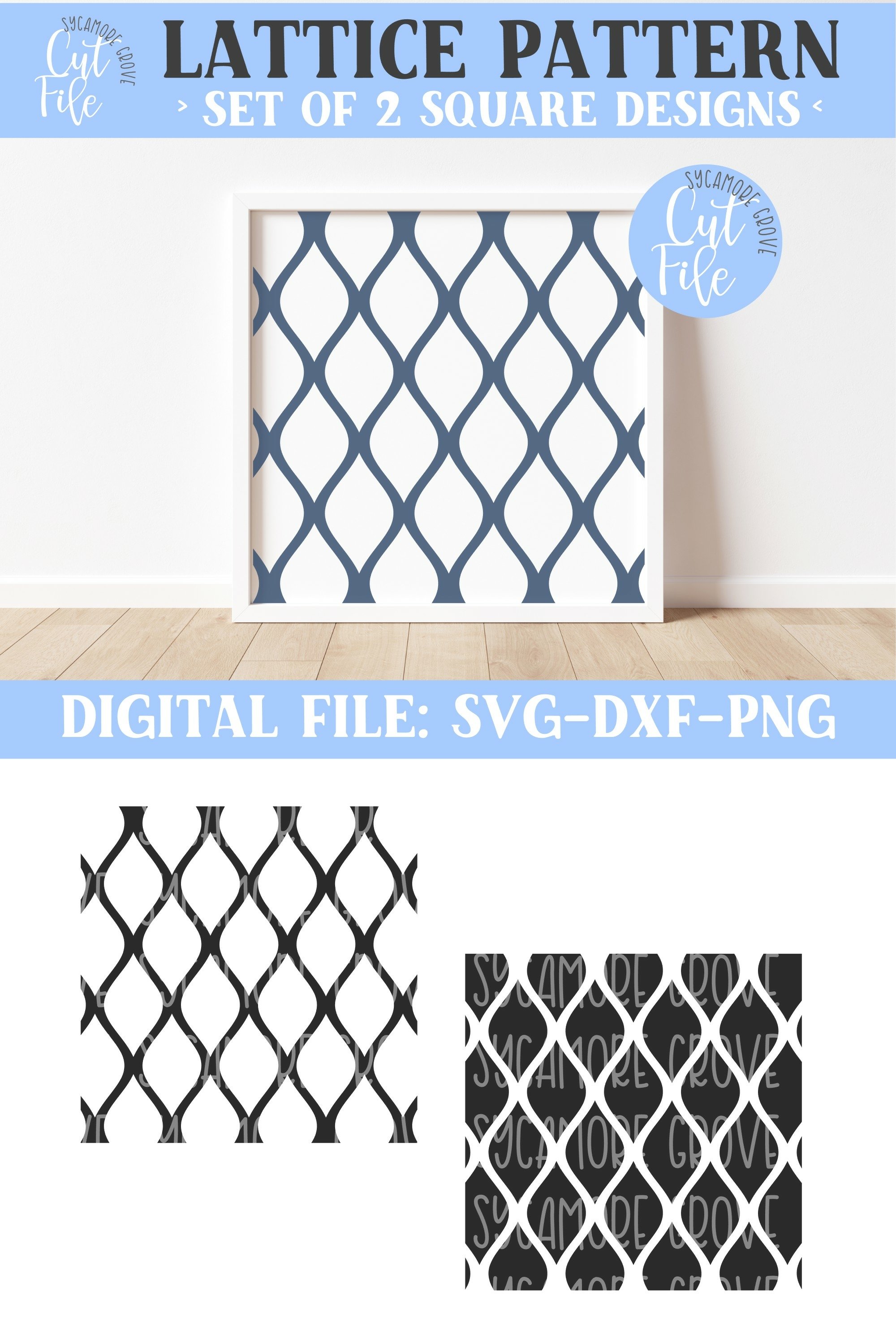 Lattice Pattern - Set of 2 Square SVG Cut Files