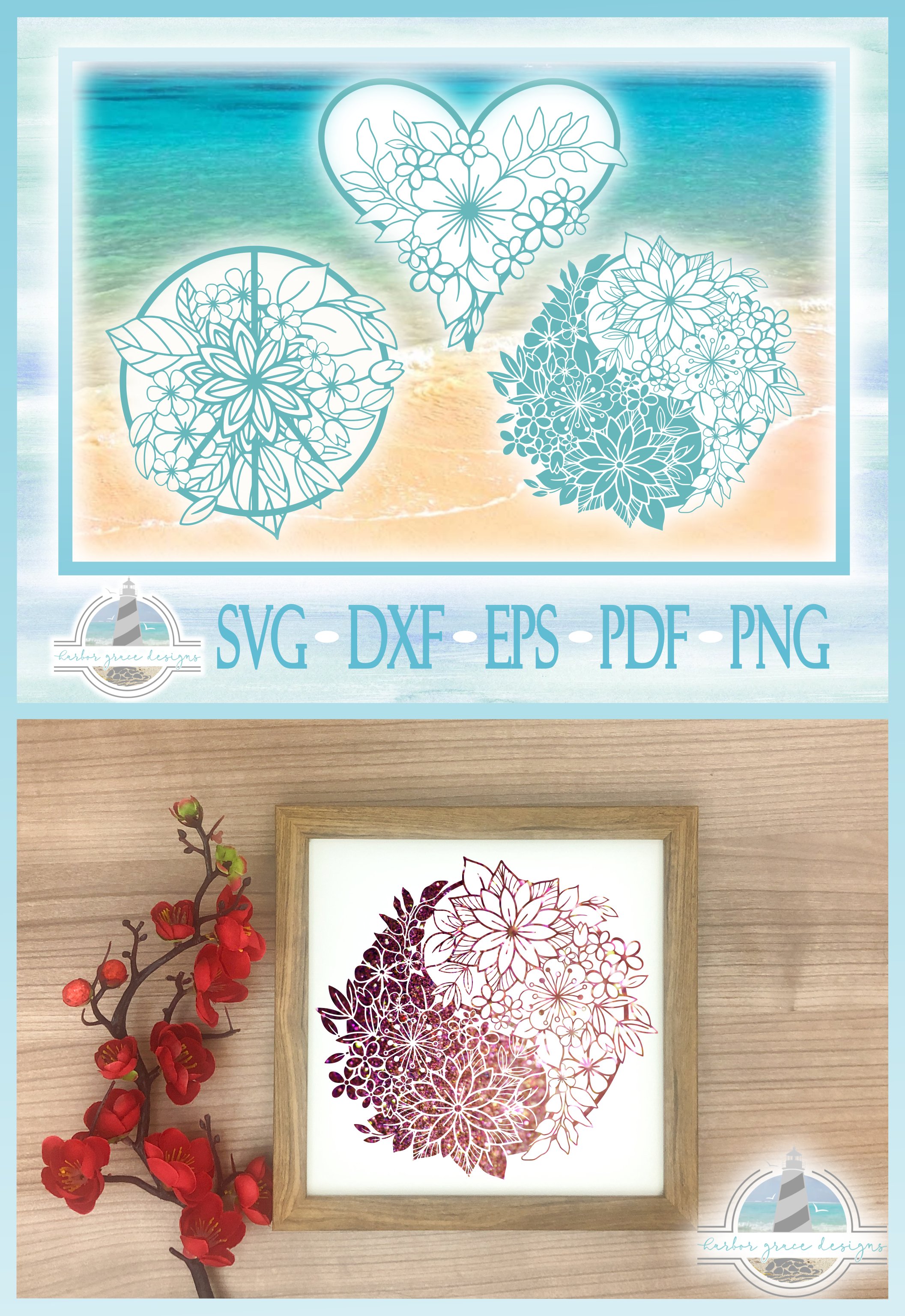 Peace Love Harmony Mandala Bundle SVG - Flower Mandala SVG