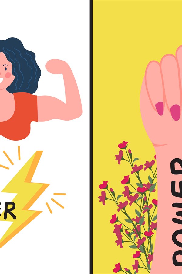 Women posters. Strong woman, girl power covers or cards. Fem