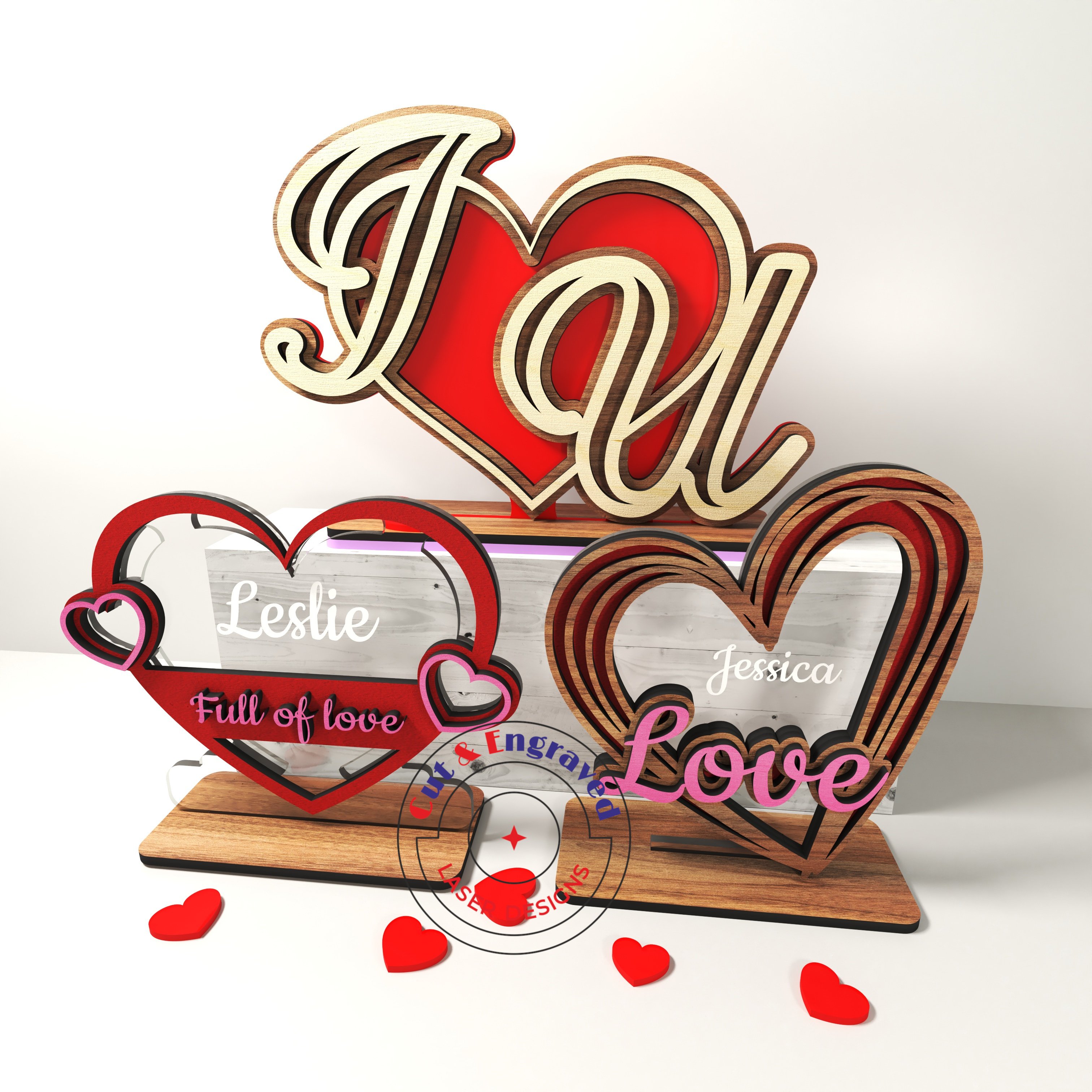 Valentine's day hearts on a stand 3 styles. (1129465)