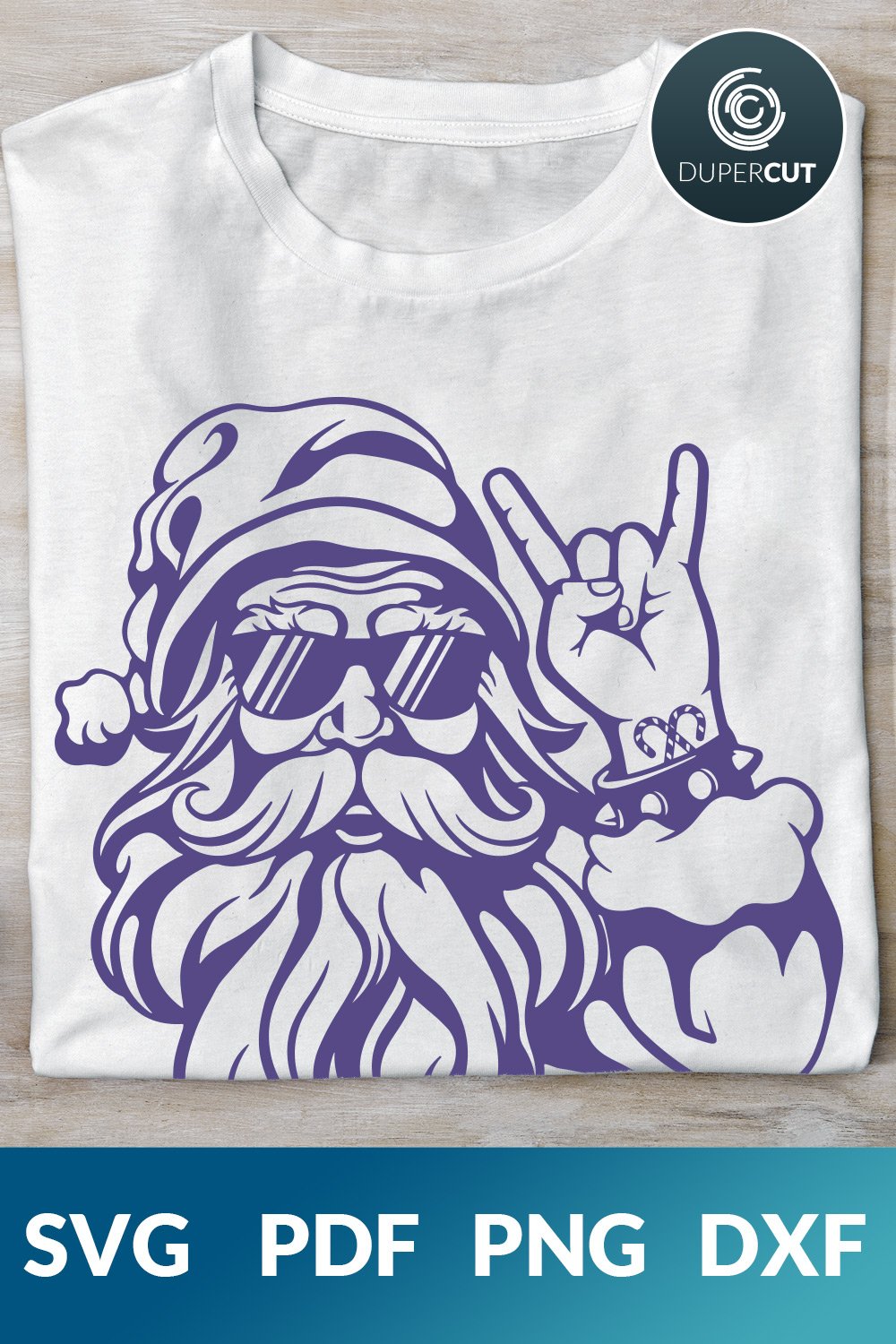 Rock n Roll sign santa - SVG DXF PNG files