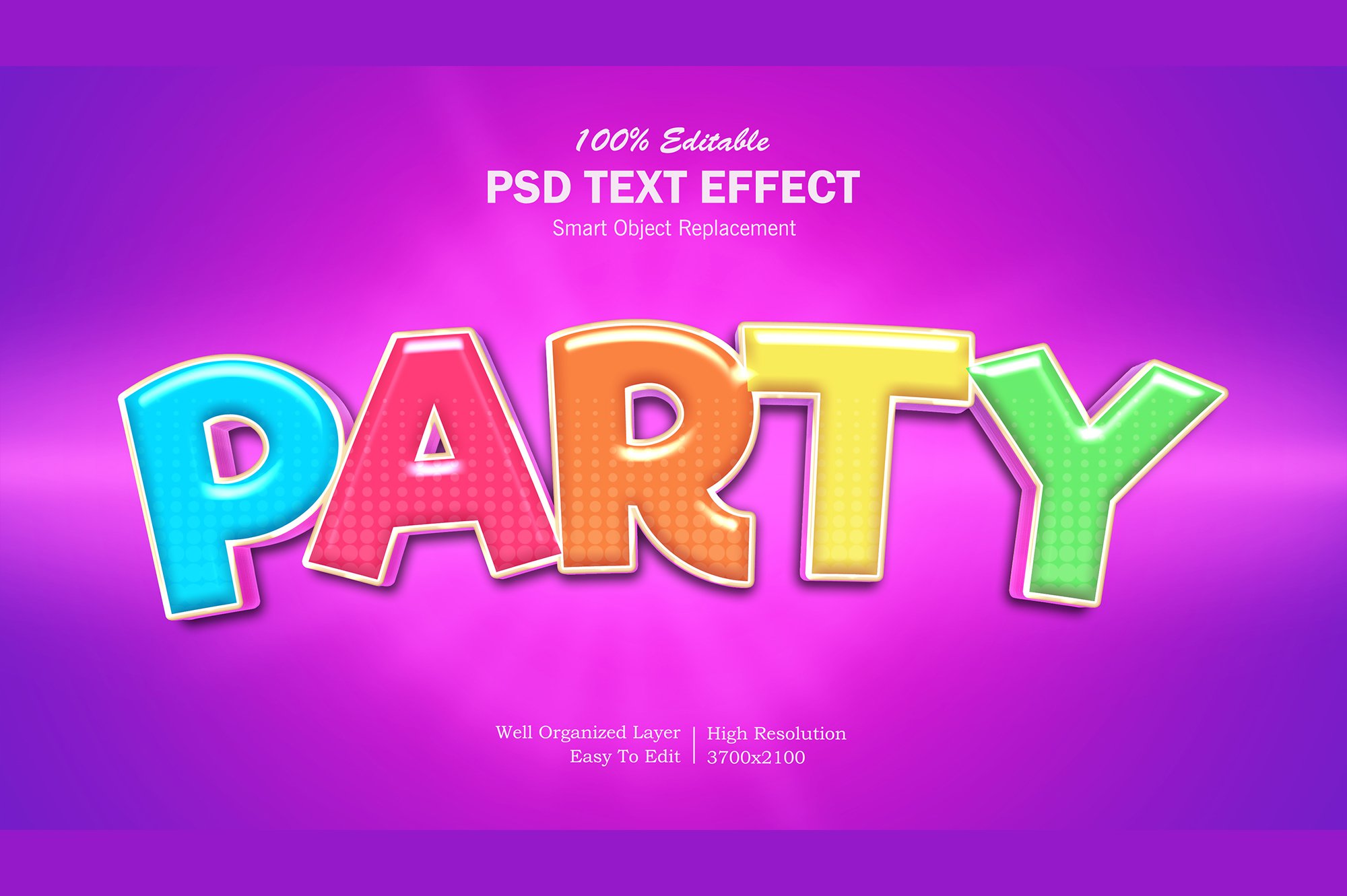 Party Style PSD 3D Text Effect