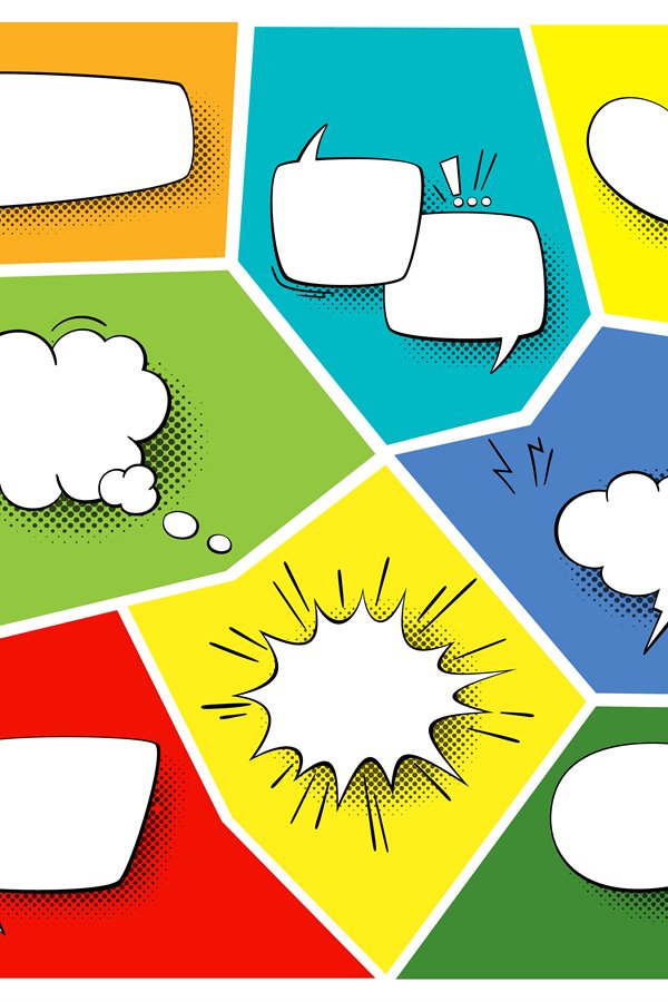 Speech popart elements. Comic cartoon shapes for dialogs thi