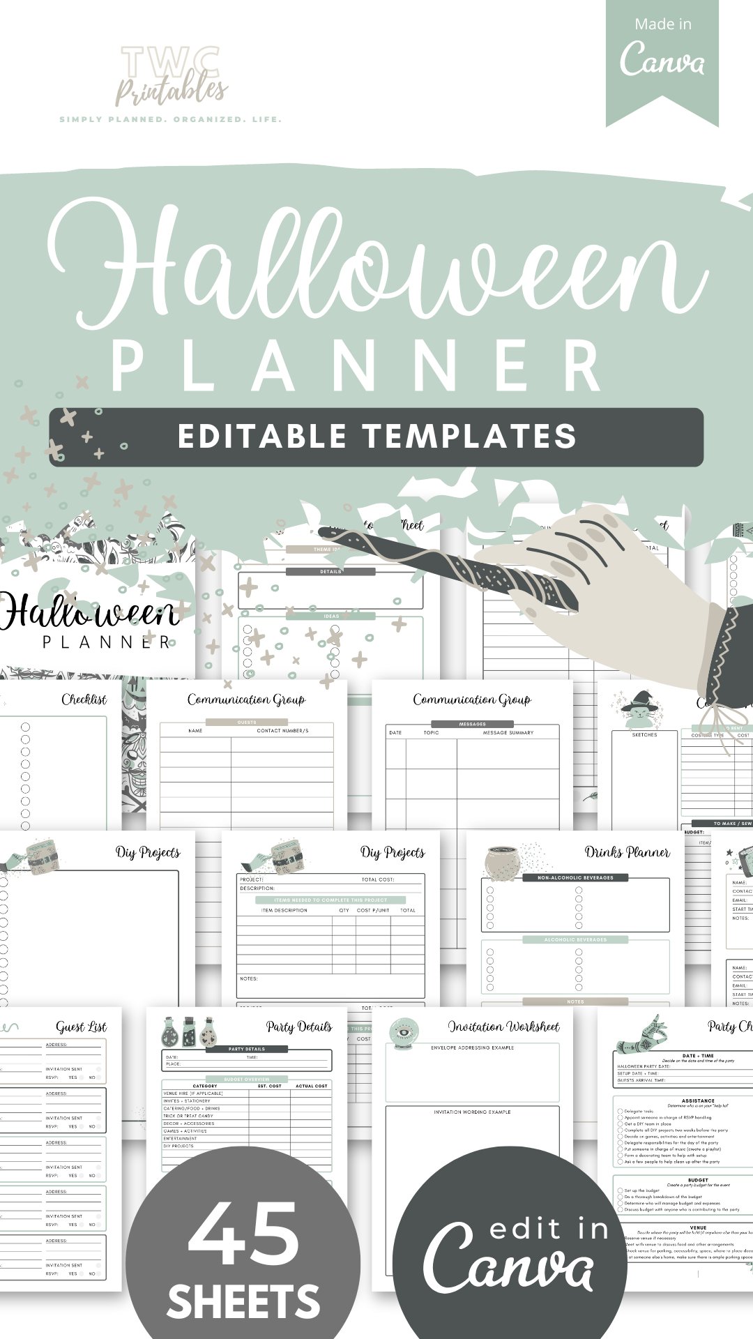 halloween planner canva templates