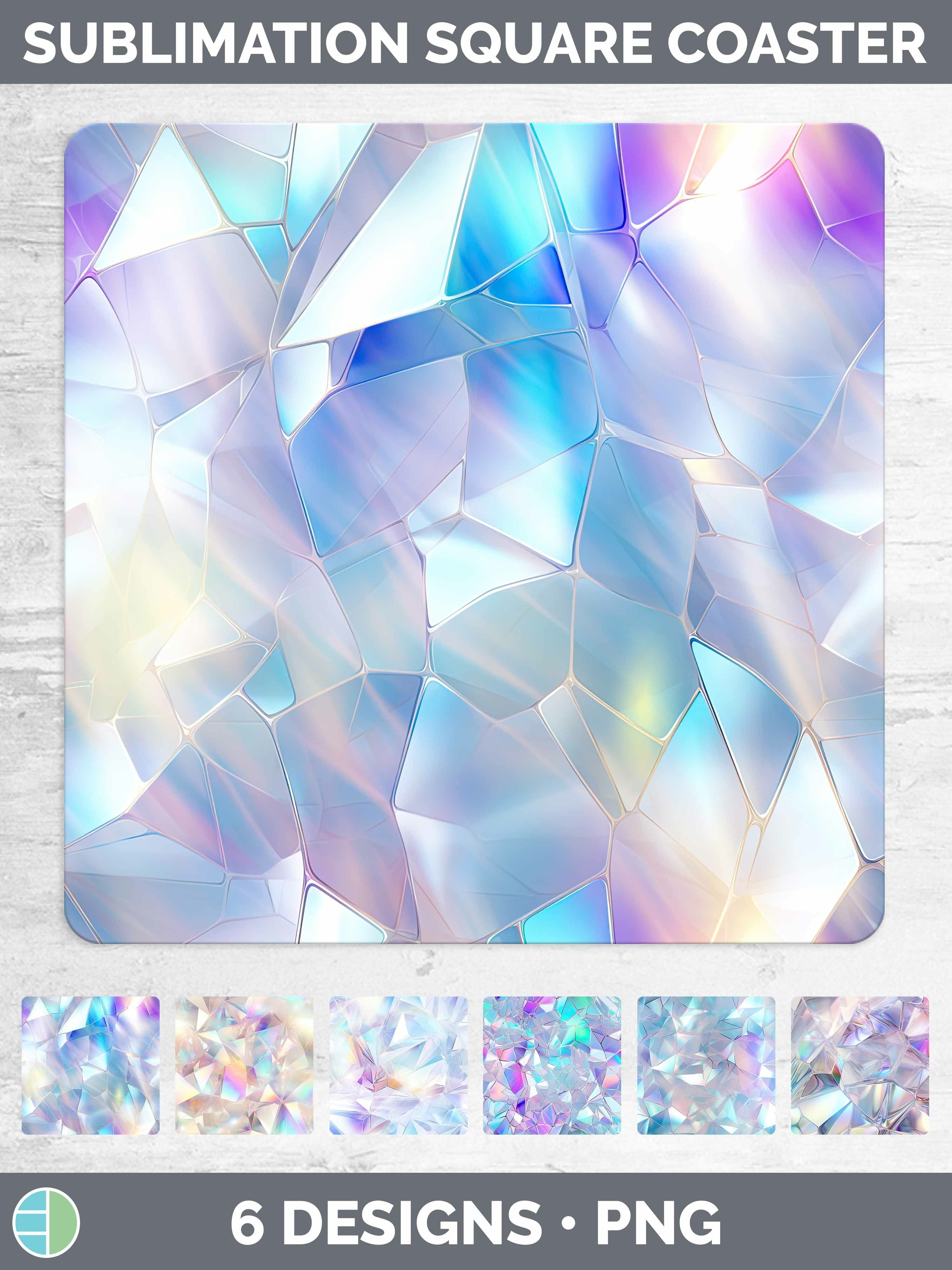 Holographic Rainbow Square Coaster | Bundle Coaster Designs